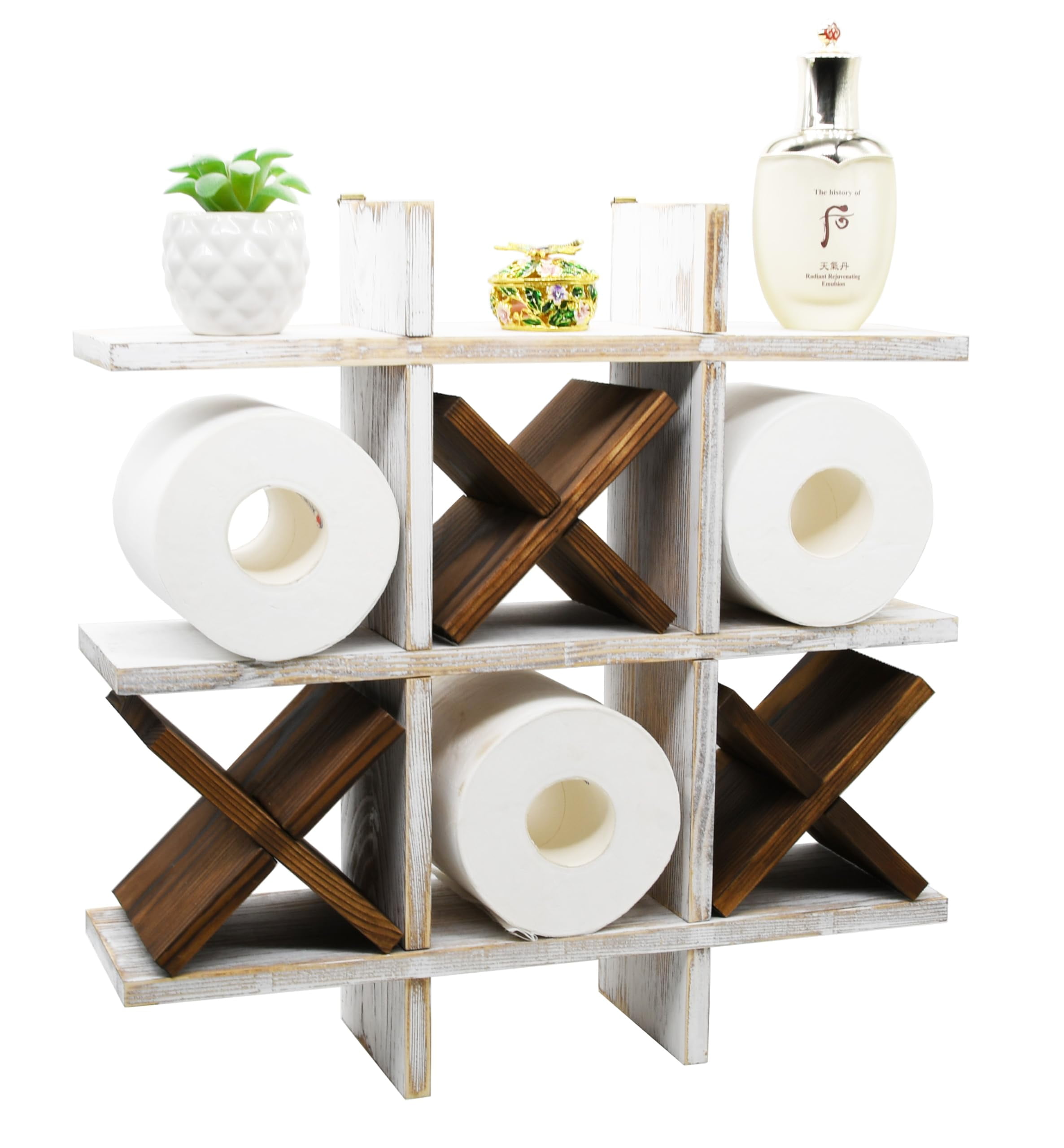 Tic Tac Toe Toilet Paper Holder Rack Rustic Whitewashed Wooden Toilet ...