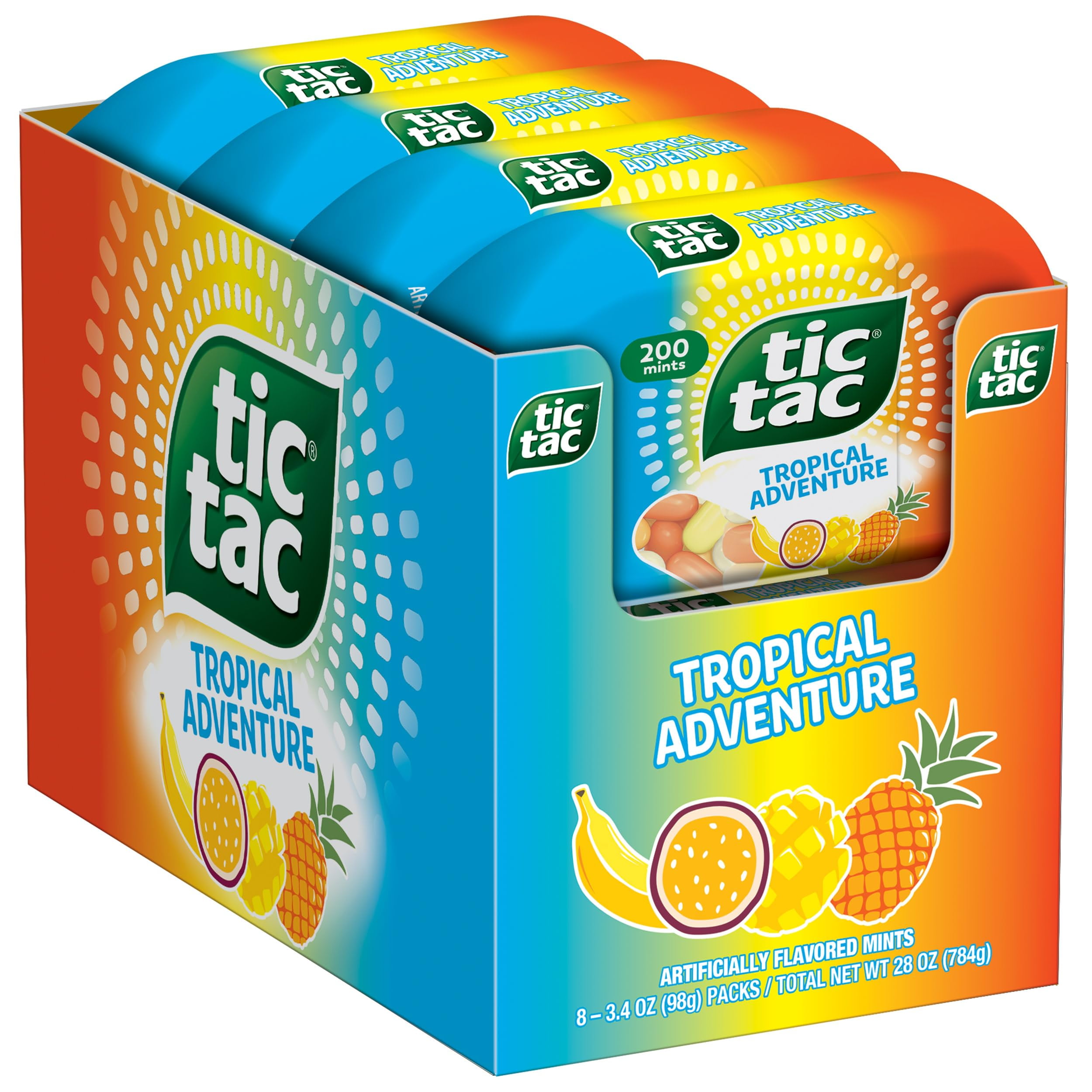Tic Tac Tropical Adventure Fruit Flavored Mints, 8 Count, On-the-Go ...