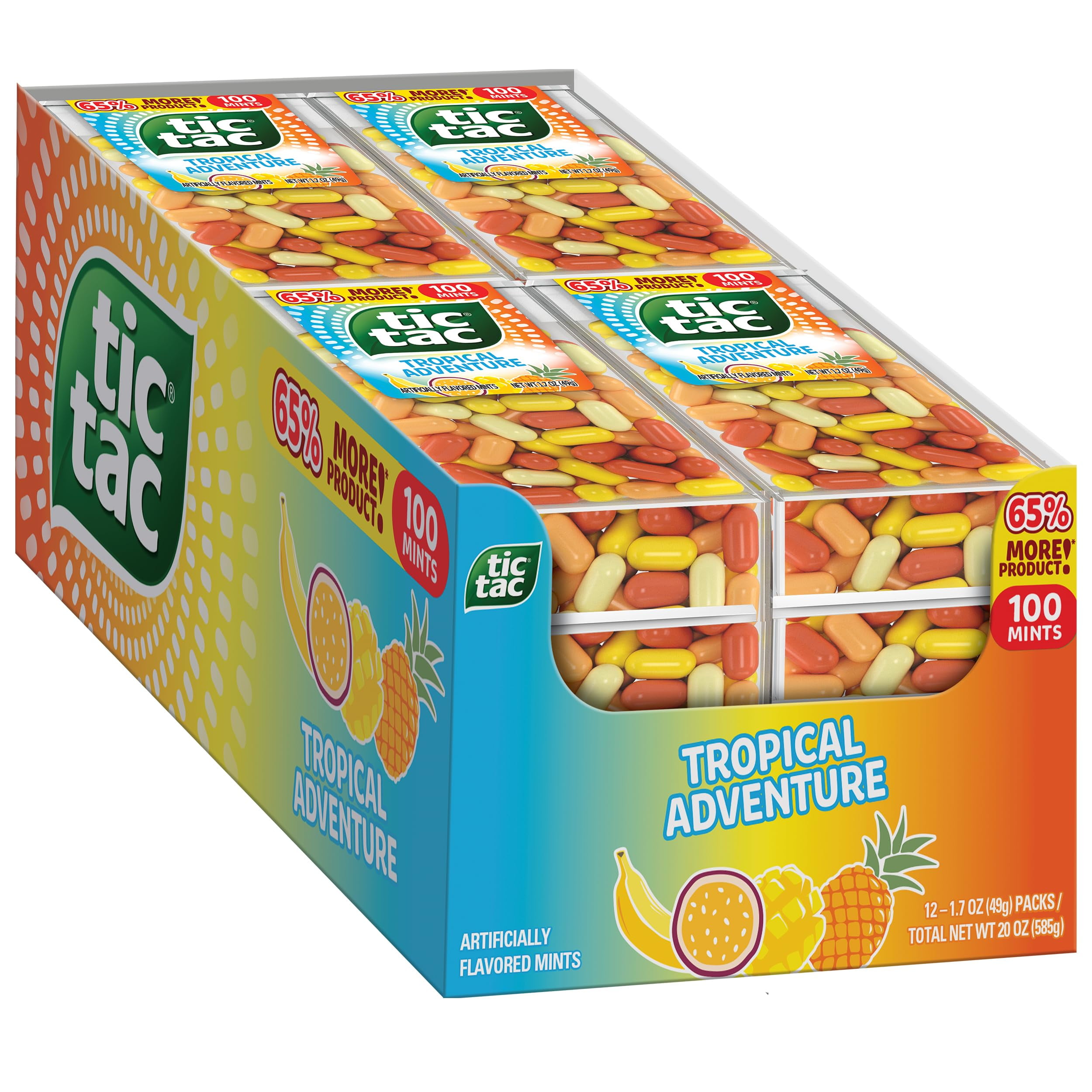 Tic Tac Tropical Adventure Fruit Flavored Mints, Bulk 12 Pack, On-The ...
