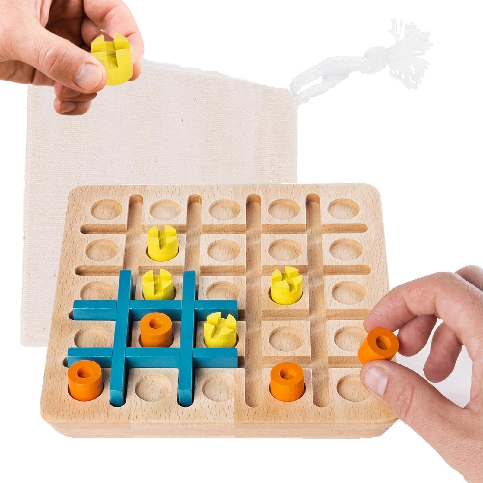 Tic-Tac-Two Board Game, Strategy-Based Board Game, Wooden Logical Mind ...