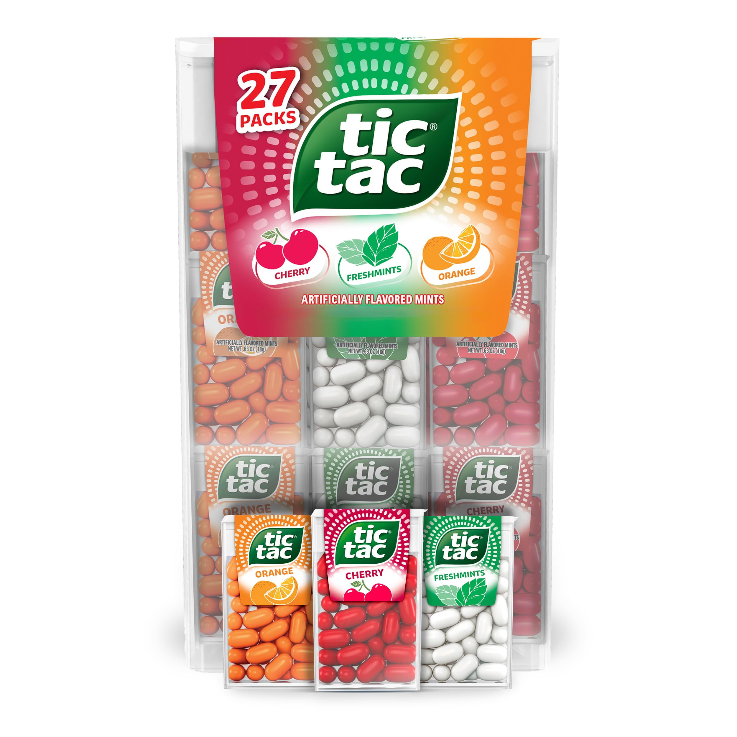 Tic Tac Variety Pack AIF9 Mega Box, Bulk 27 Packs, Cherry, Freshmints ...
