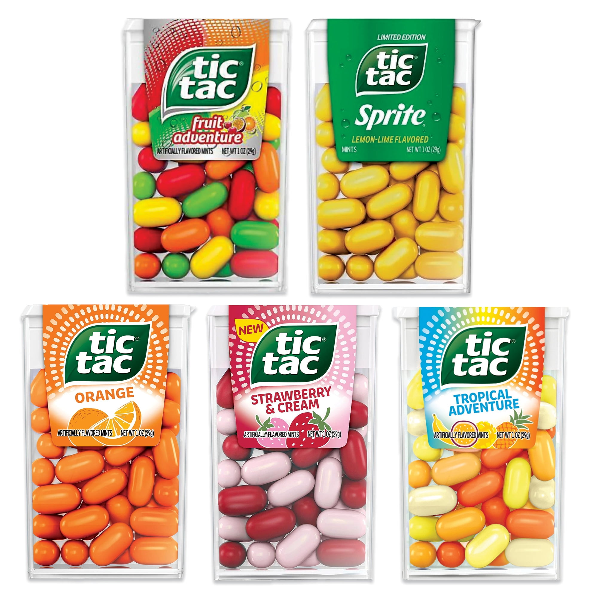 Tic Tacs Variety Pack of 5 Fruity Flavors- Includes Orange, Fruit Adventure, Soda, Strawberry ...