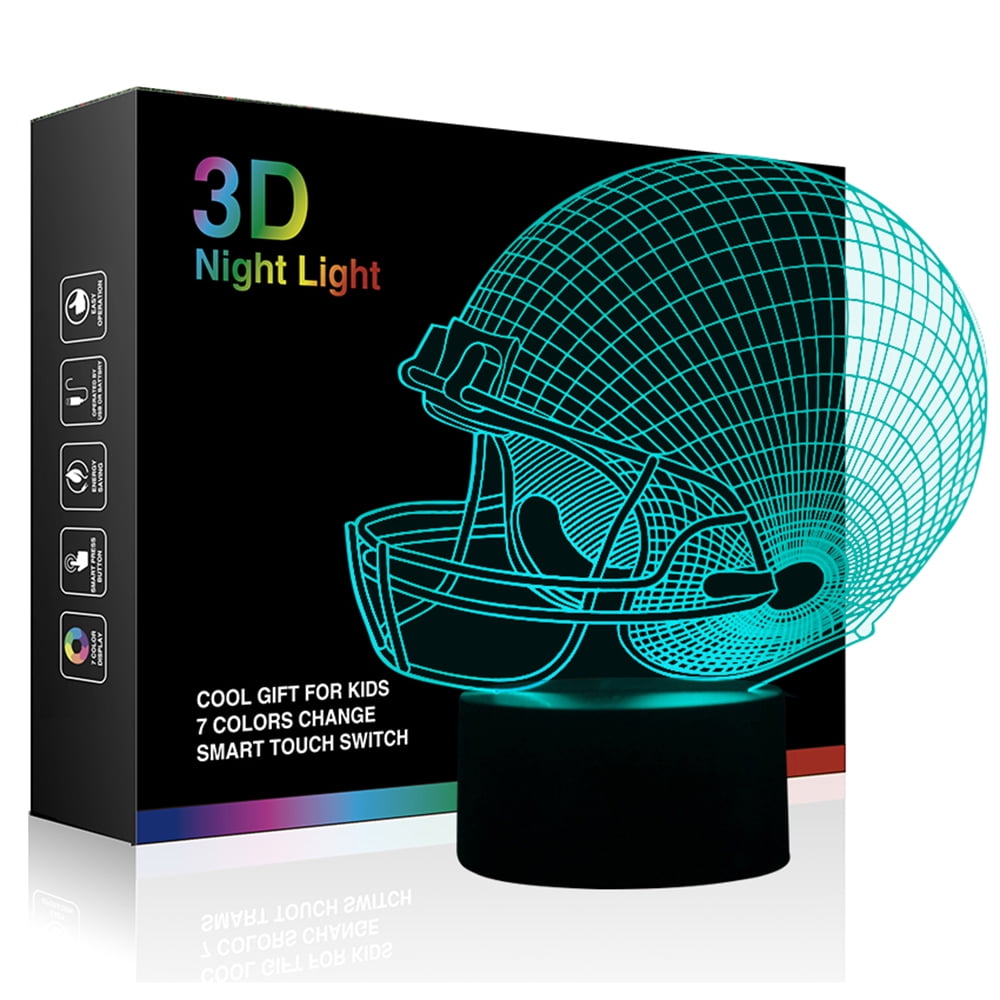 Ticent LED Sports Bedroom Table Night Light - 3D Football Helmet Desk ...