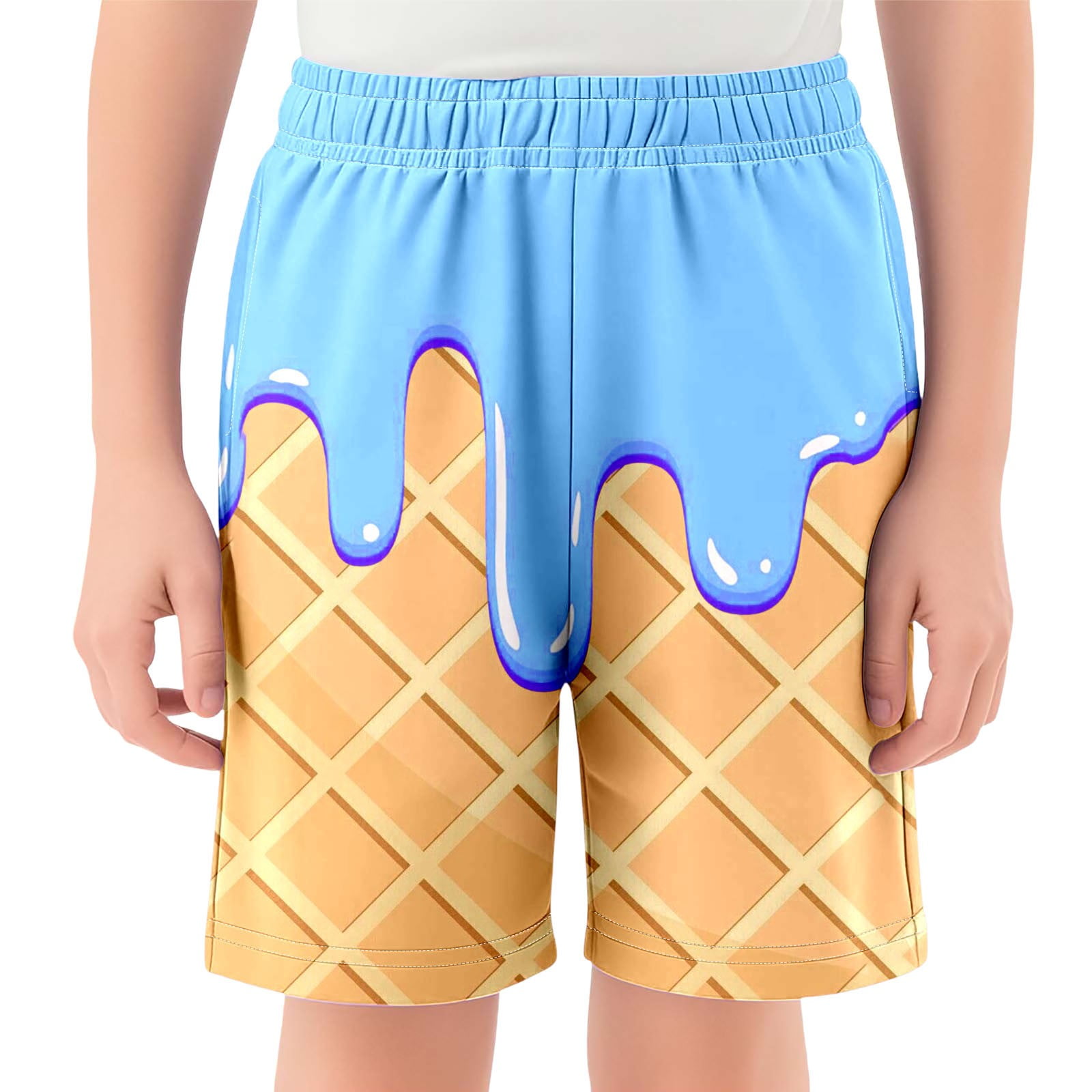 Ticikt Boys Ice Cream Print Casual Shorts Athletic Gym Shorts Elastic ...
