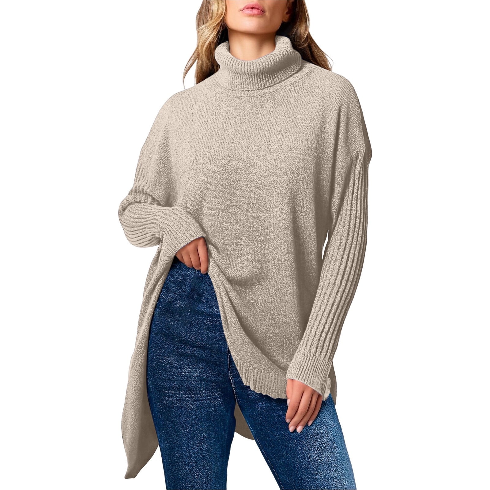 Ticikt Casual Long Sleeve Oversized Sweaters for Women 2026 Loose ...