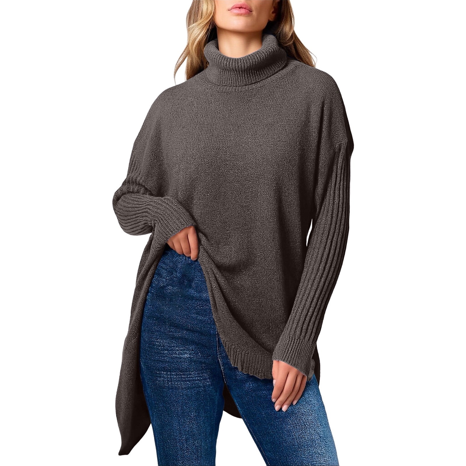 Ticikt Casual Long Sleeve Oversized Sweaters for Women 2026 Loose ...