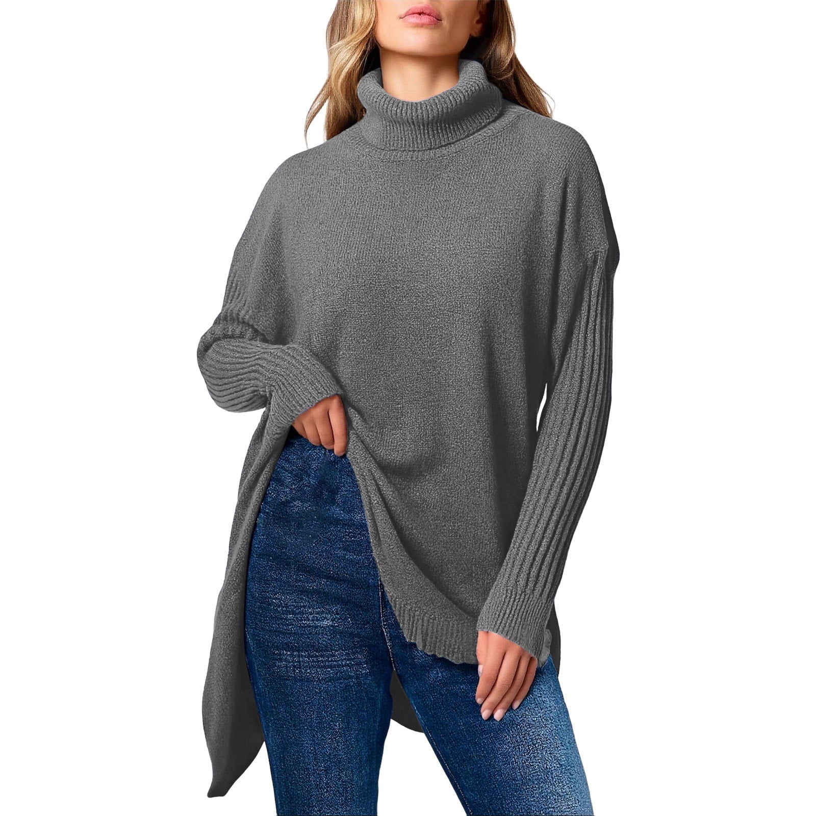 Ticikt Casual Long Sleeve Oversized Sweaters for Women 2026 Loose ...