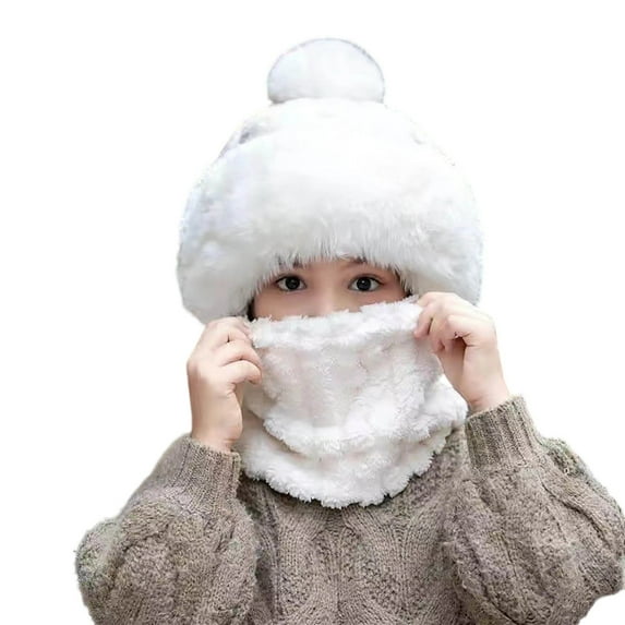 Ticikt Cozy Kids Winter Hat Scarf Neck Warmer Set with Ear for Toddlers ...