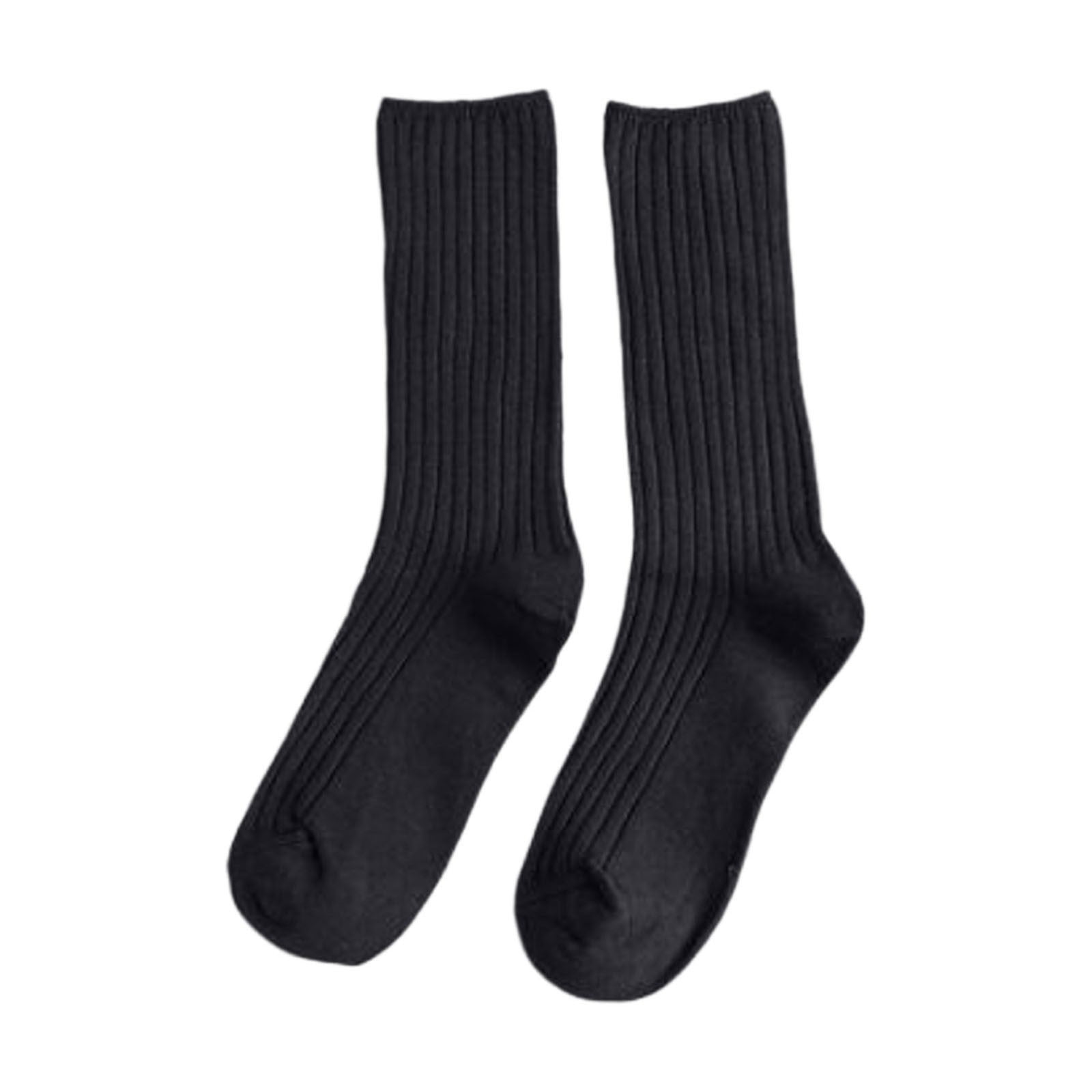 Ticikt Women's Double Needle Lace Trim Mid Calf Socks Solid Color ...