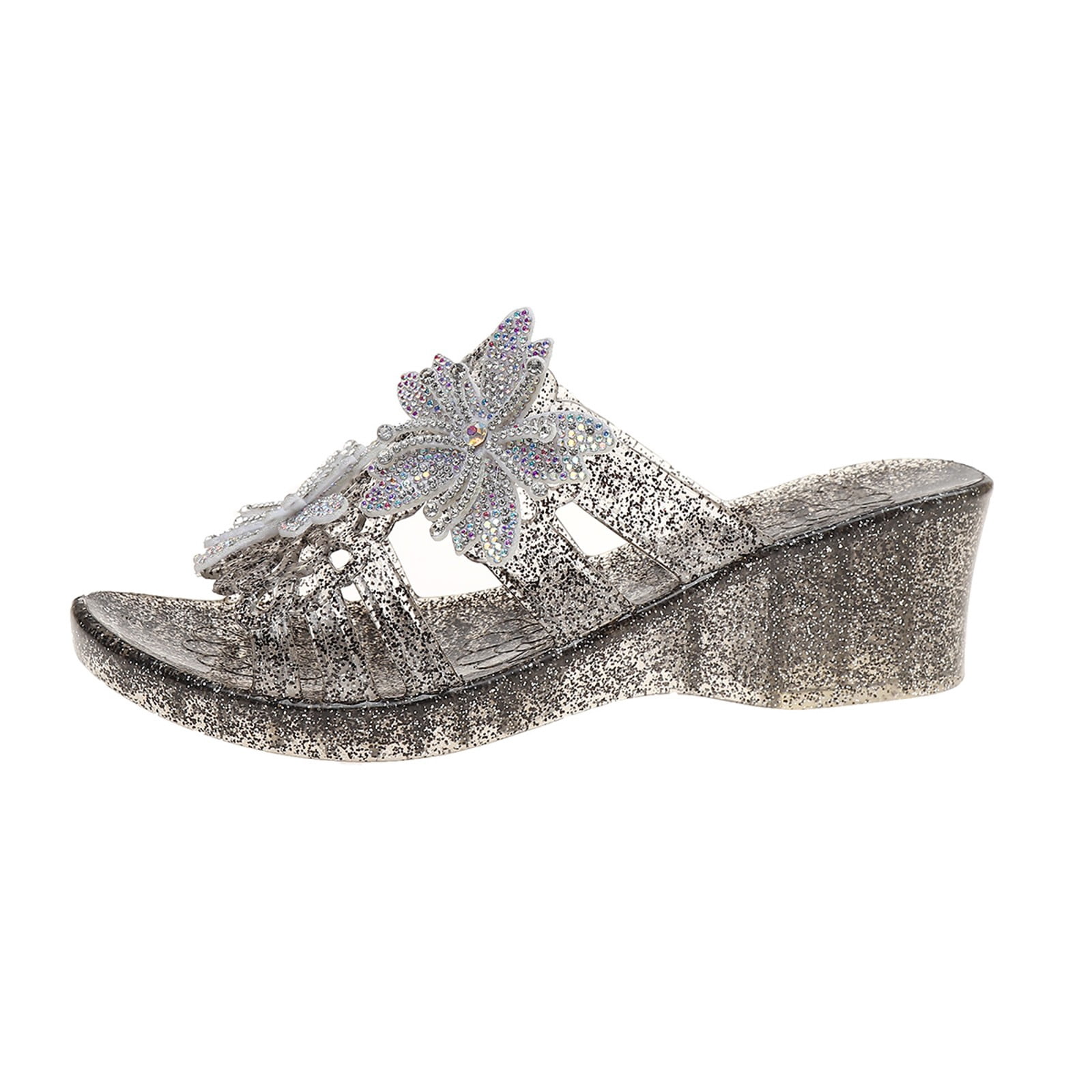 Ticikt Women's Jelly Sandals Slingback Bling Beach 80s 90s Retro Flat ...