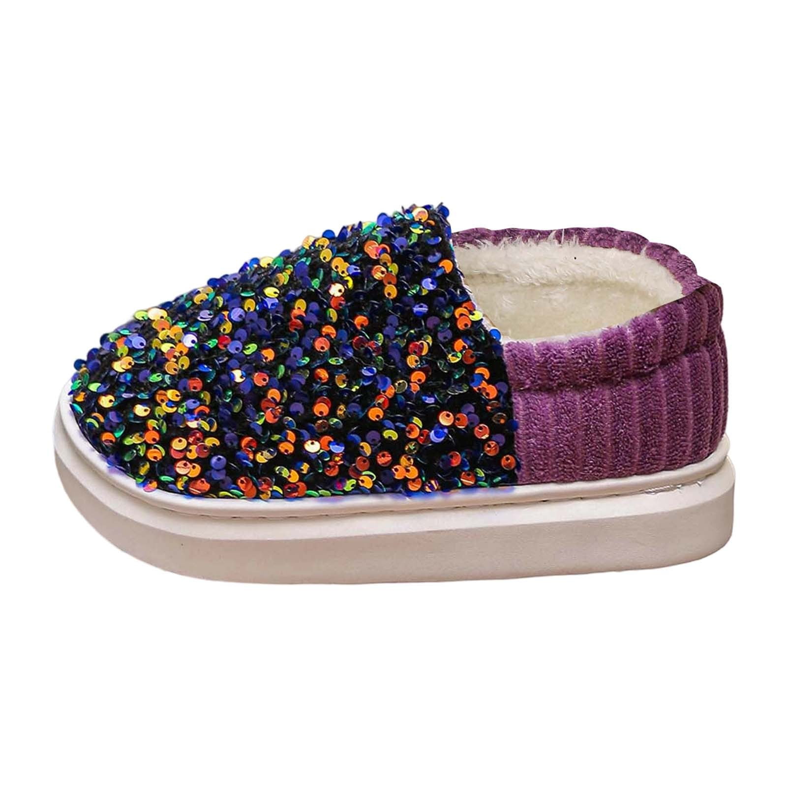 Ticikt Womens Ballerina Sequin Slippers, Bling House Slippers with ...