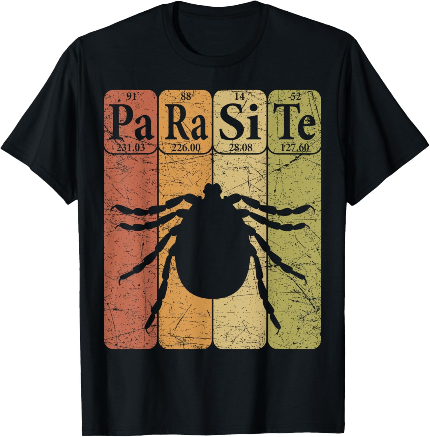 Tick Parasite Periodic Table Elements Arachnid Tick Retro T-Shirt ...