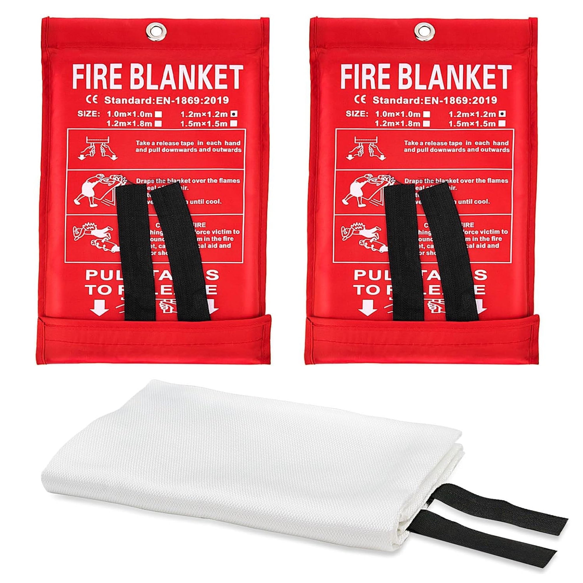 Emergency Fire Blanket for Home and Kitchen, 2-Pack 47"x47", Fiberglass ...