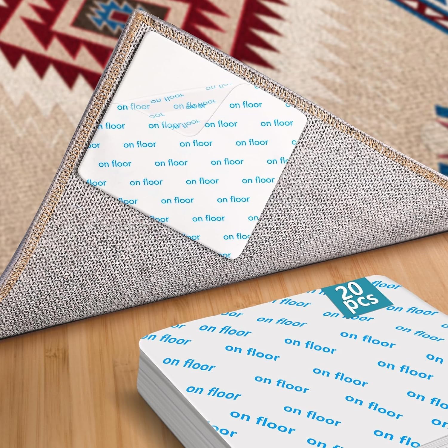 TickJOY 20-Pack Non-Slip Rug Gripper Pads for Hardwood Floors, 3.93"x3 ...