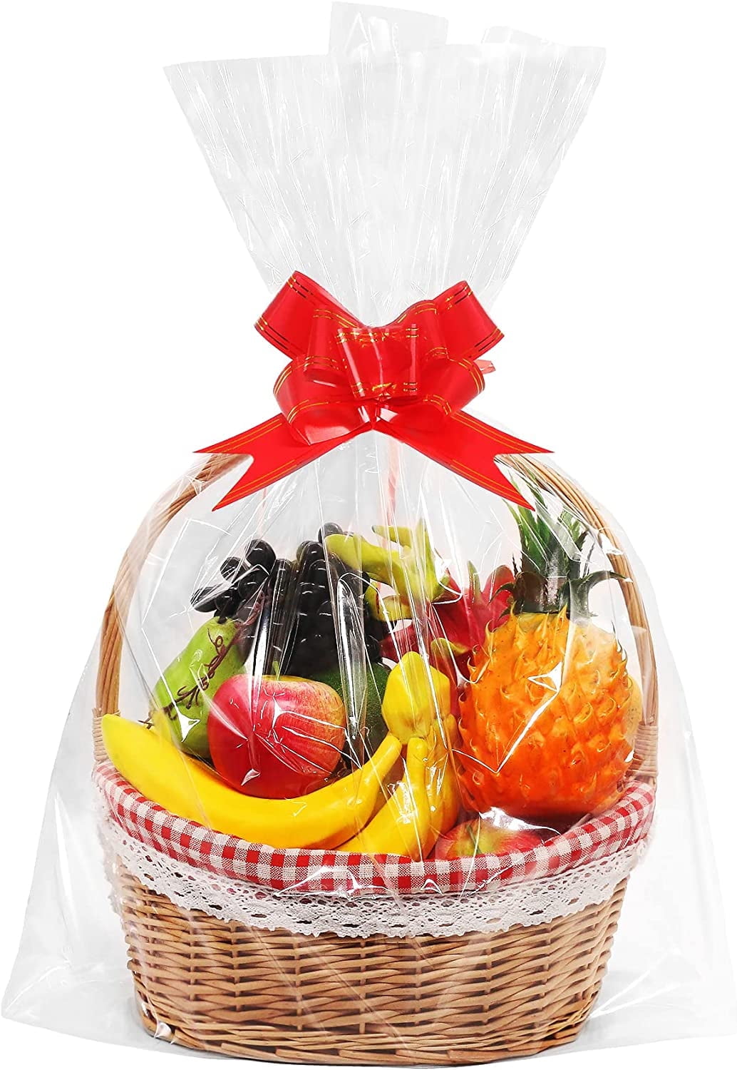 JOYIT 20 Pcs Large Clear Cellophane Bags (24x30 in, 3 Mil) with Red ...