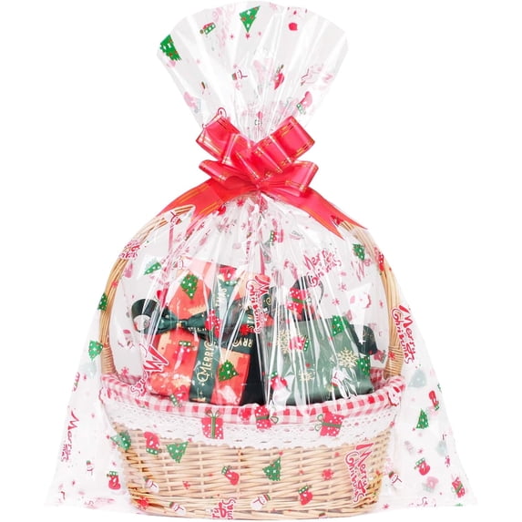 TickJOY 20 Pcs Christmas Cellophane Bags Large (24 in x 30 in) - 3 Mil ...