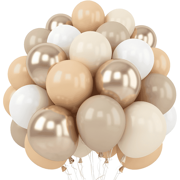 Champagne Gold and White Balloons, 12 Inch Double Stuffed Pearl Sand ...