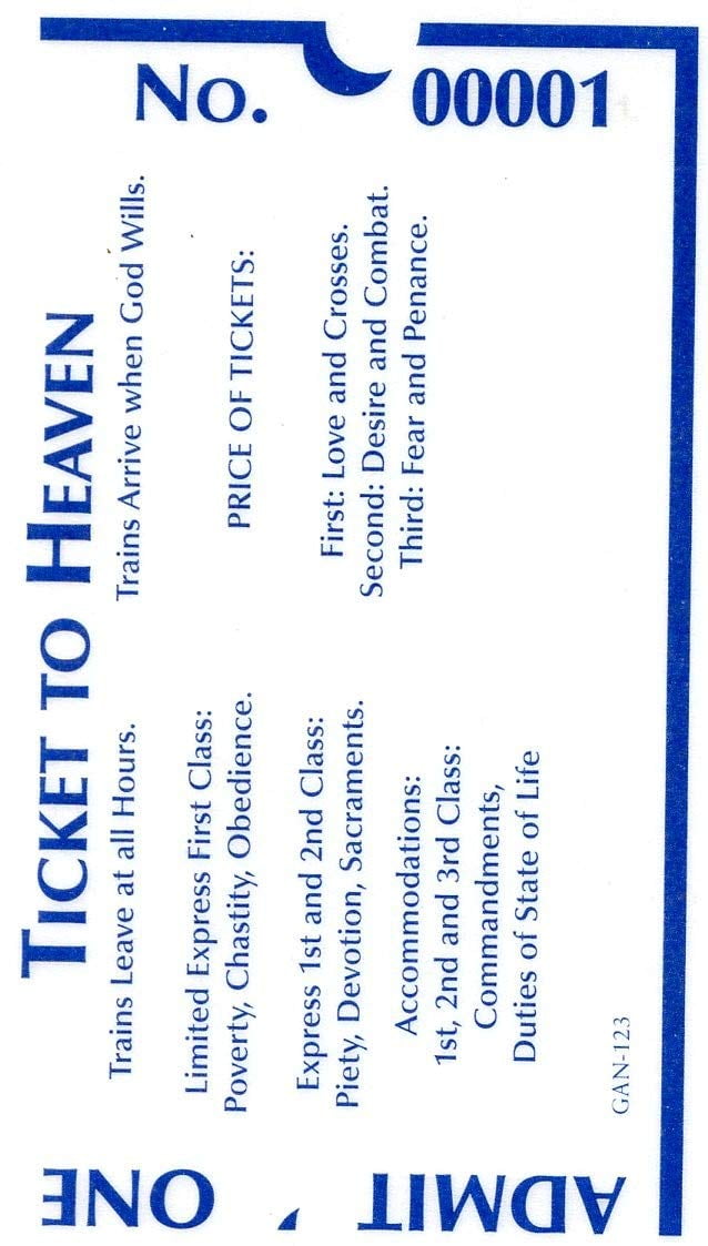 Ticket to Heaven holy card - laminated - Pack of 25 - Walmart.com