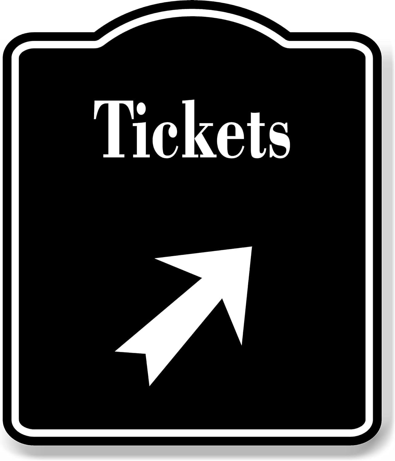 Tickets 45 Degree Up Right Arrow BLACK Aluminum Composite Sign, 15"x18 ...