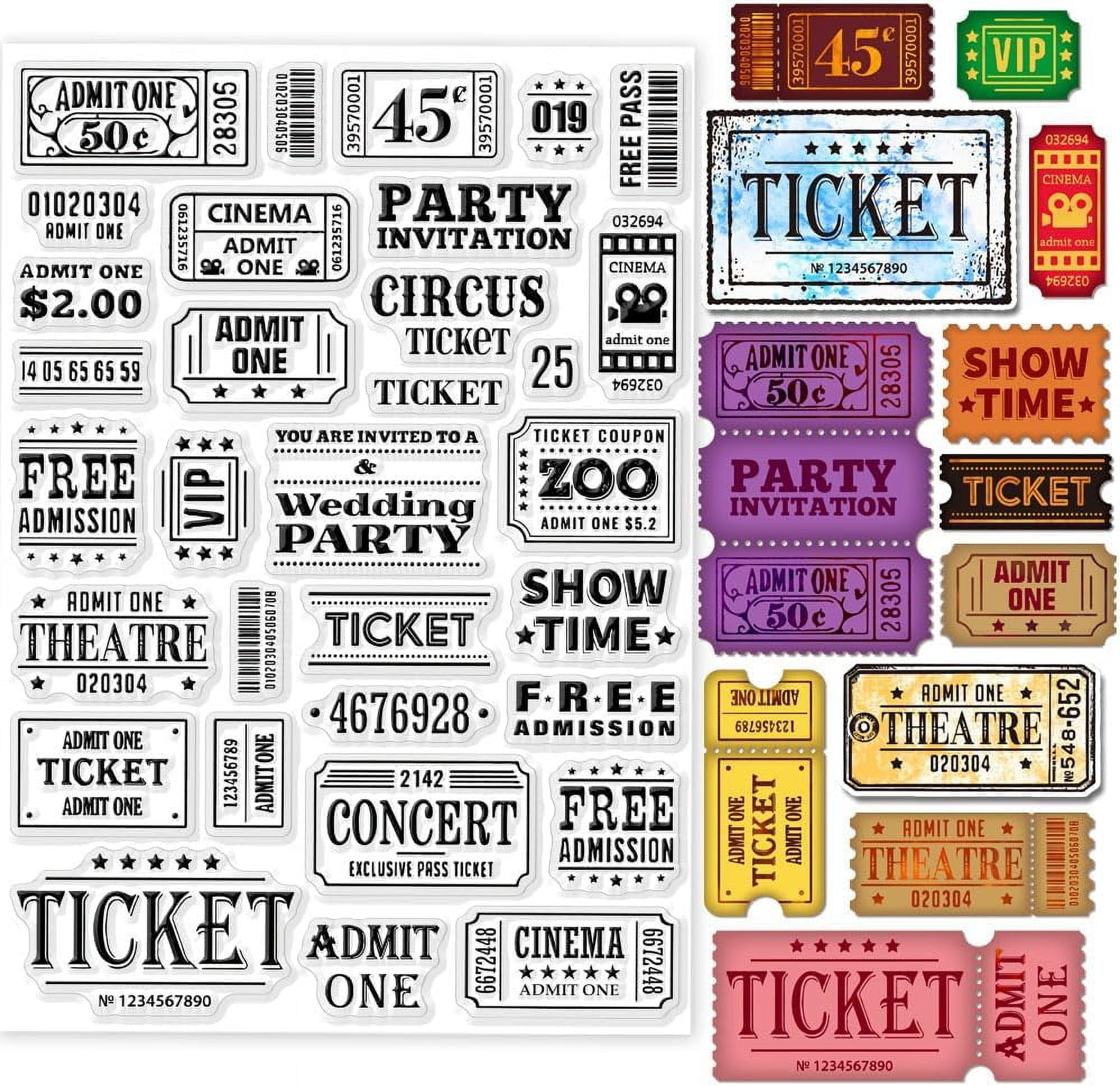 Tickets Clear Stamps for Cards Making Movie Ticket Clear Stamp Seals 5 ...