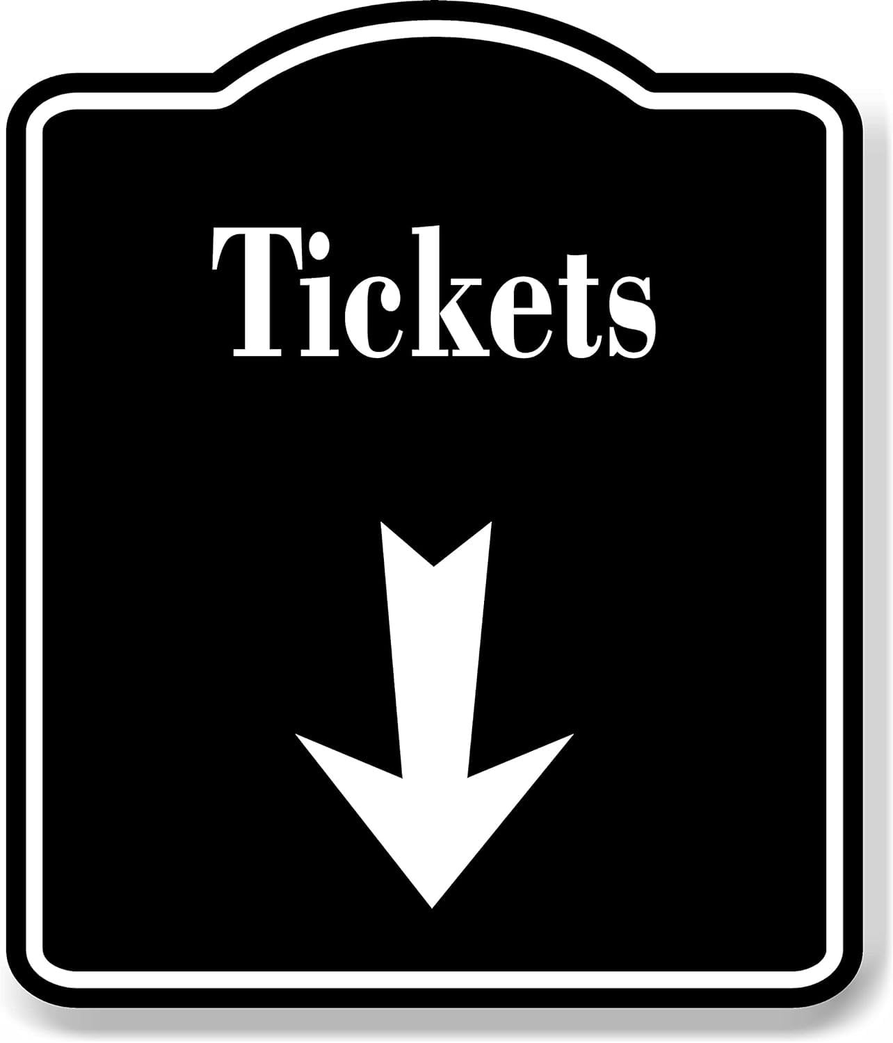 Tickets Down Arrow BLACK Aluminum Composite Sign, 15"x18" - Walmart.com