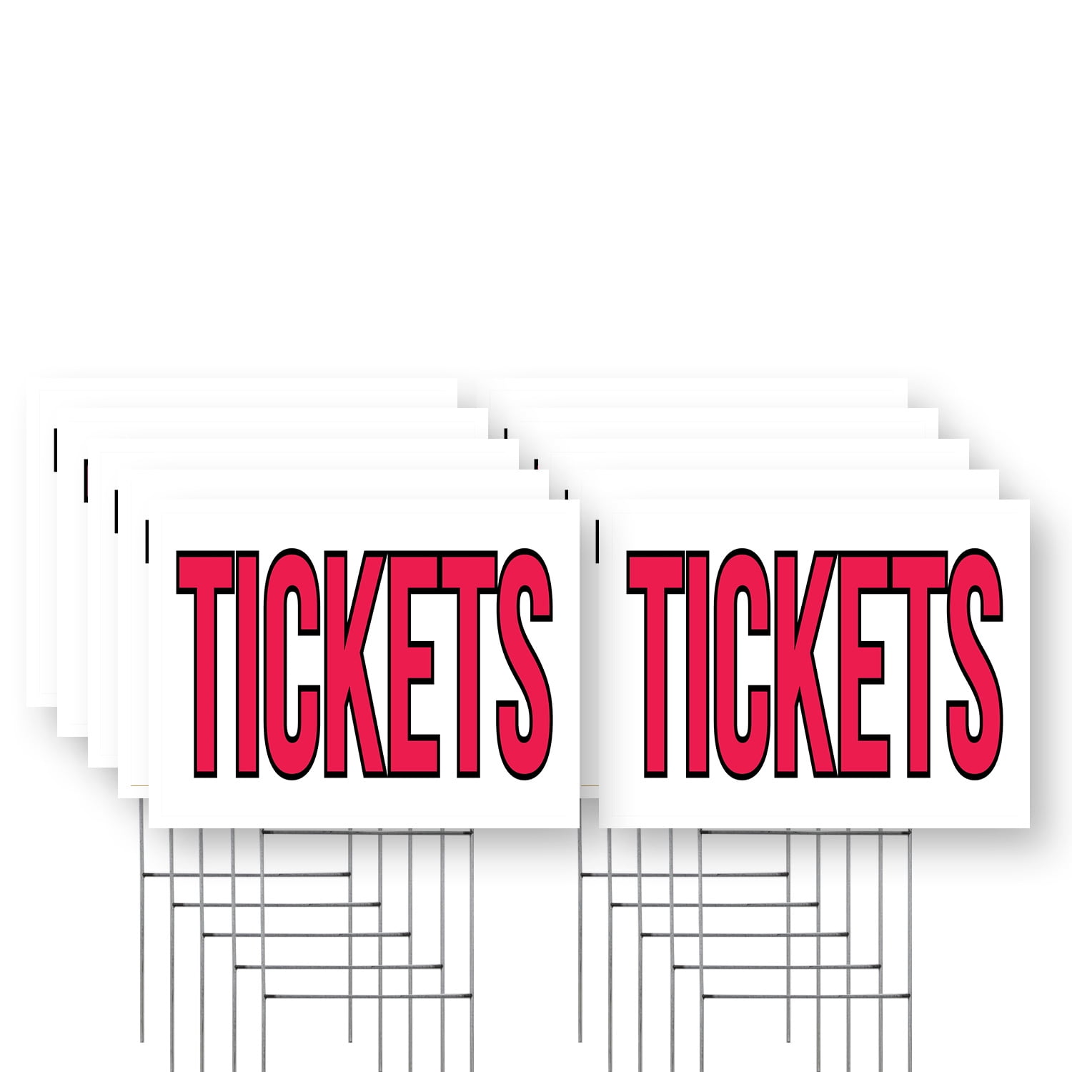 Tickets Yard Sign 10 Pack of 12 Inch x 16 Inch Double Sided ...