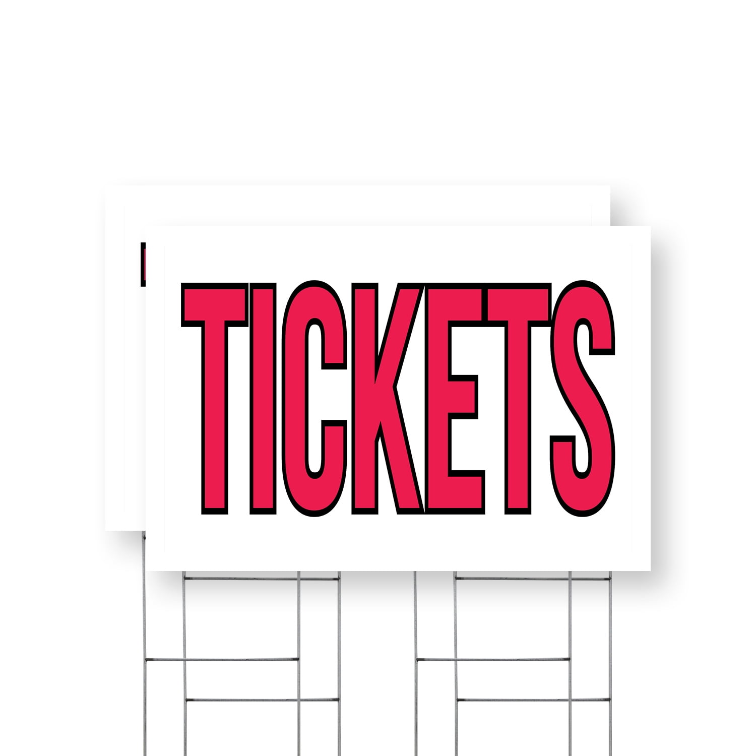 Tickets Yard Sign 2 Pack of 24 Inch x 36 Inch Single Sided Weatherproof ...