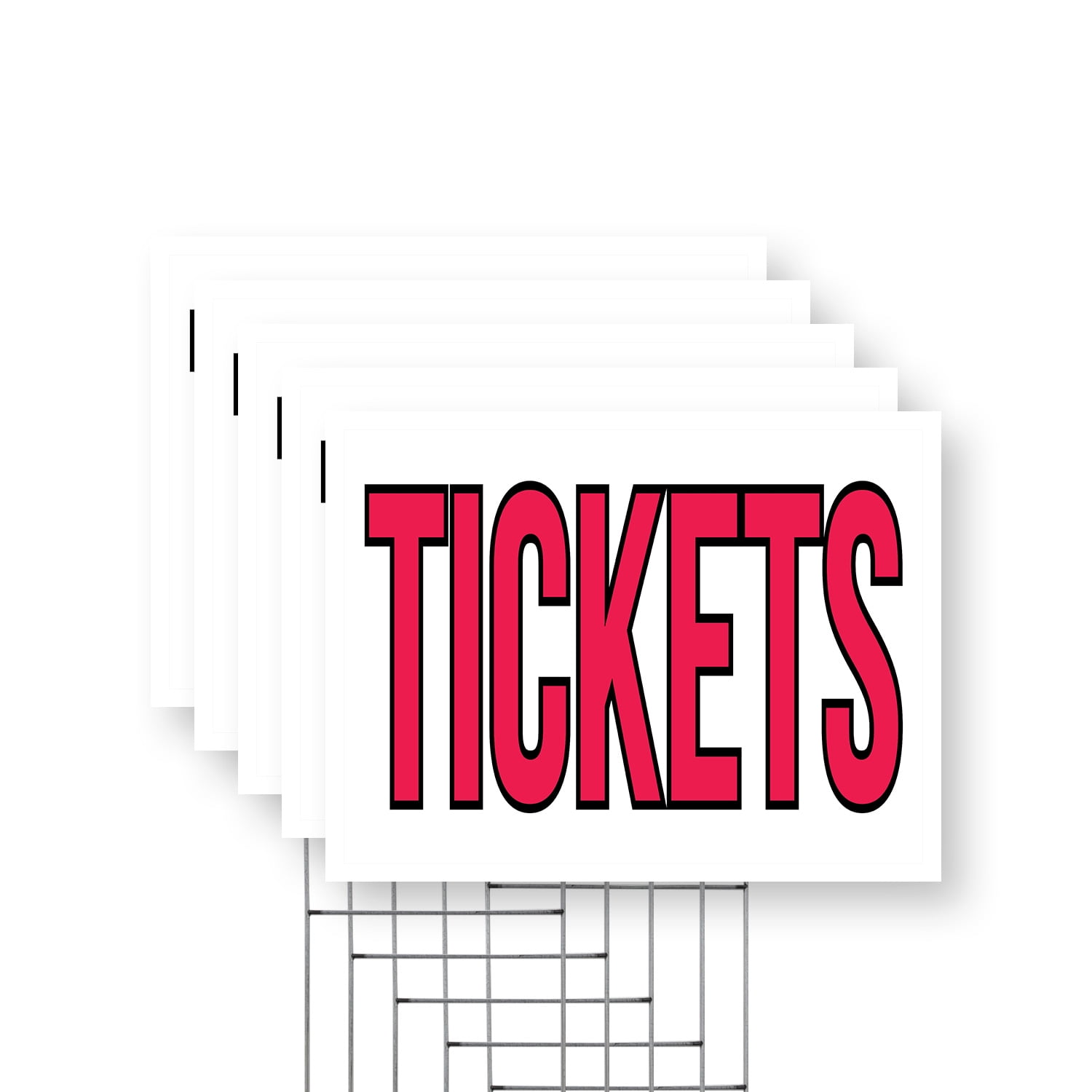 Tickets Yard Sign 5 Pack of 18 Inch x 24 Inch Single Sided Weatherproof ...