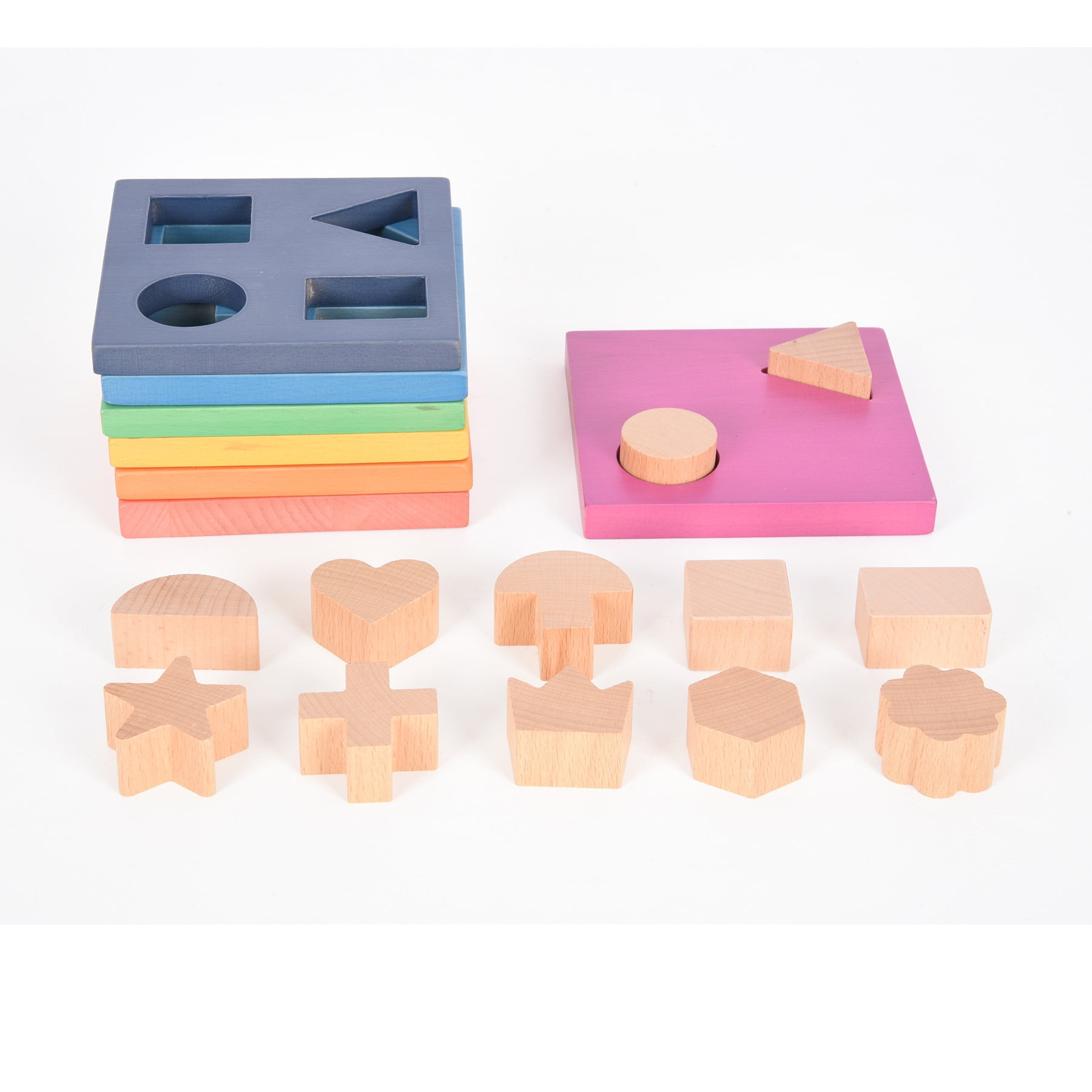 TickiT Rainbow Wooden Shape Stacker - Walmart.com