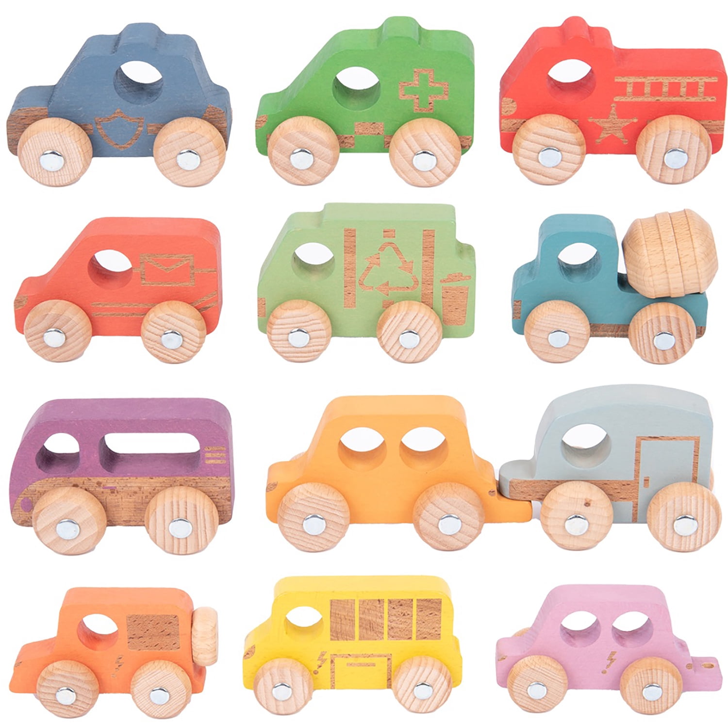 TickiT Rainbow Wooden Vehicles - Walmart.com