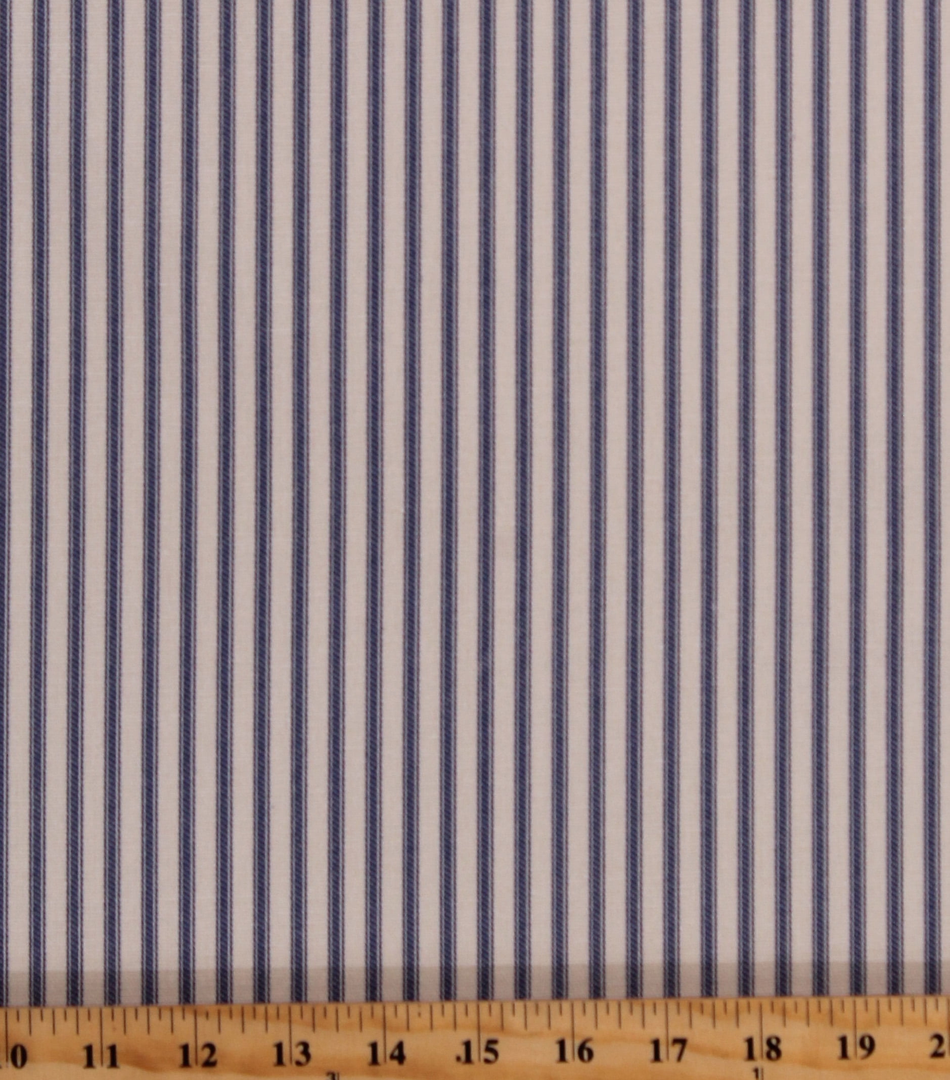 Ticking Stripe Blue on Natural 54" Wide Home Decorator Yarn-Dyed Cotton ...