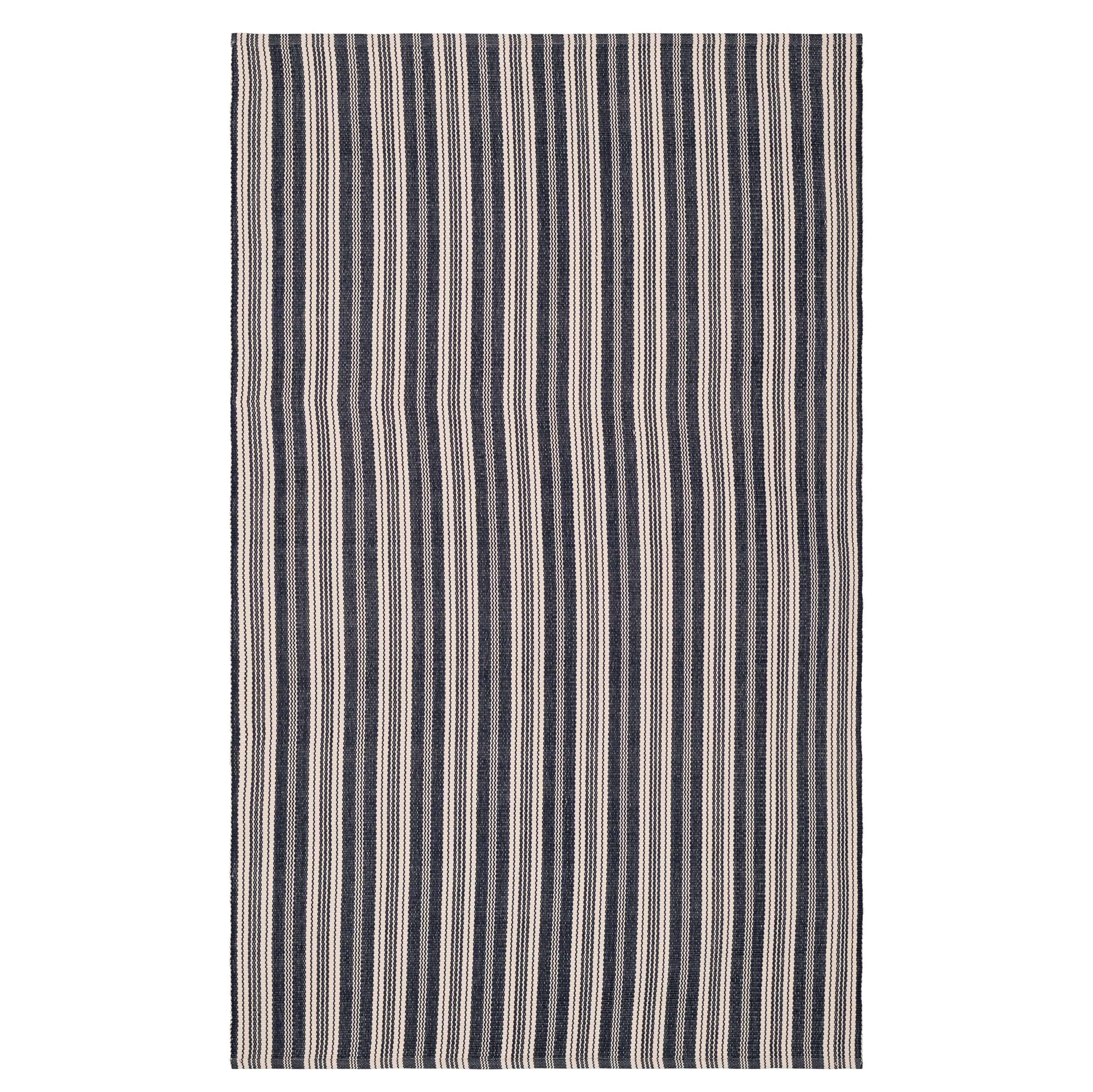 Ticking Stripe Navy/Ivory Handwoven Indoor/Outdoor Rug, 8' x 10 ...