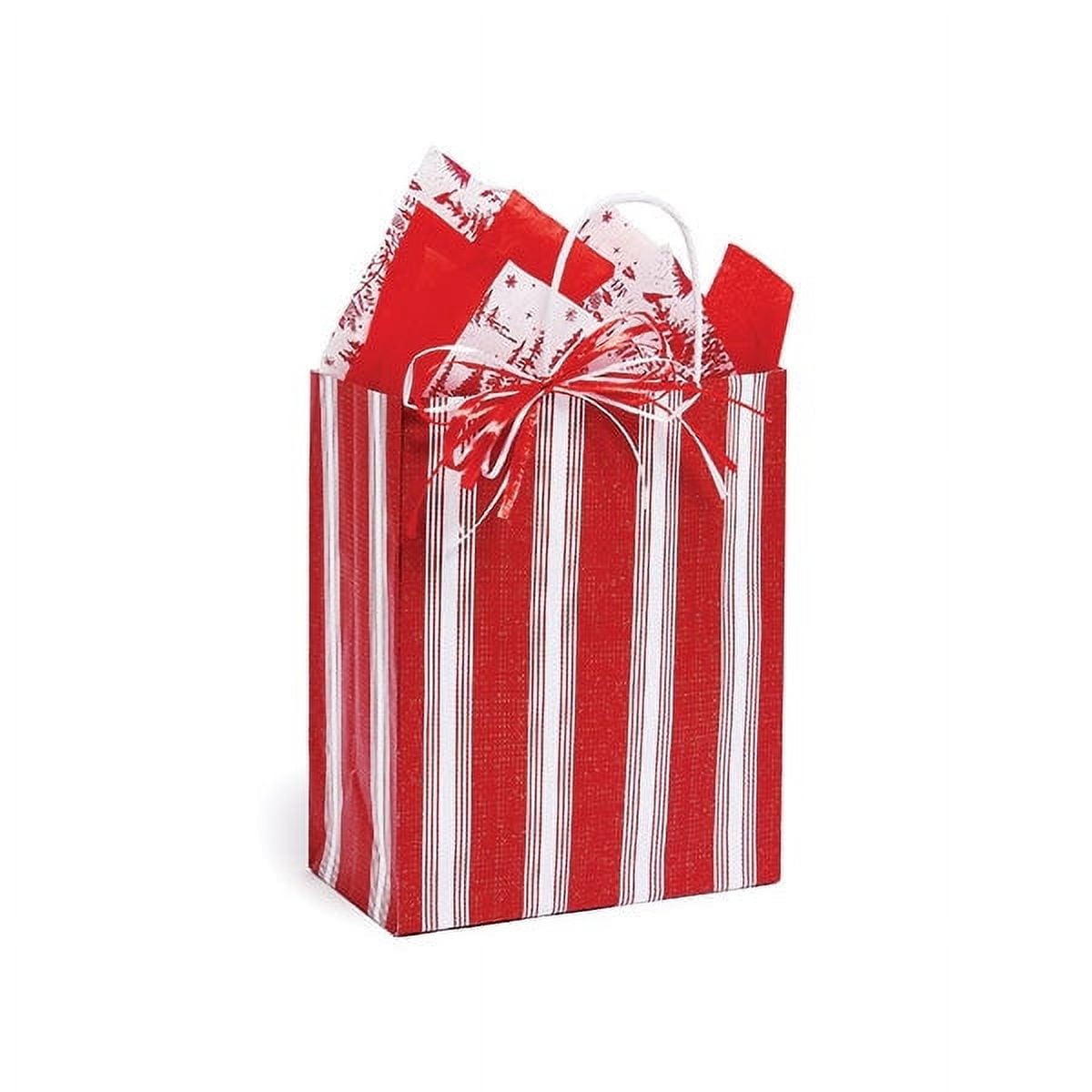 Ticking Stripe Red Matte Paper Shopping Bags - Cub Size - 8in. X 4.75in ...