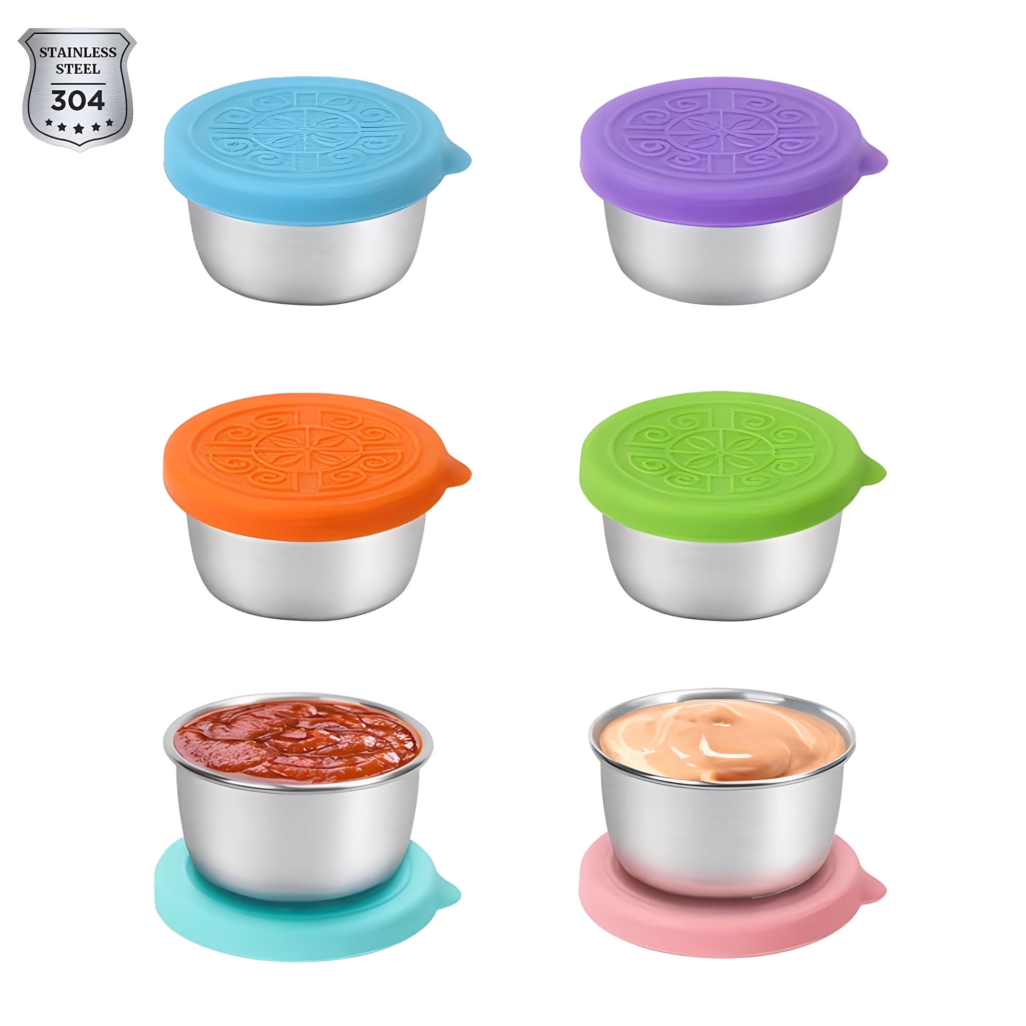 Tickjoy 6 Pcs 1.7 Oz Condiment Containers with Lids, Small Sauce ...