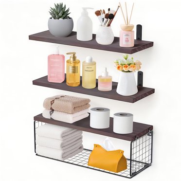 5 Pack WalMart Floating Wall Shelves, Black Iron, Perfect for Bedroom ...