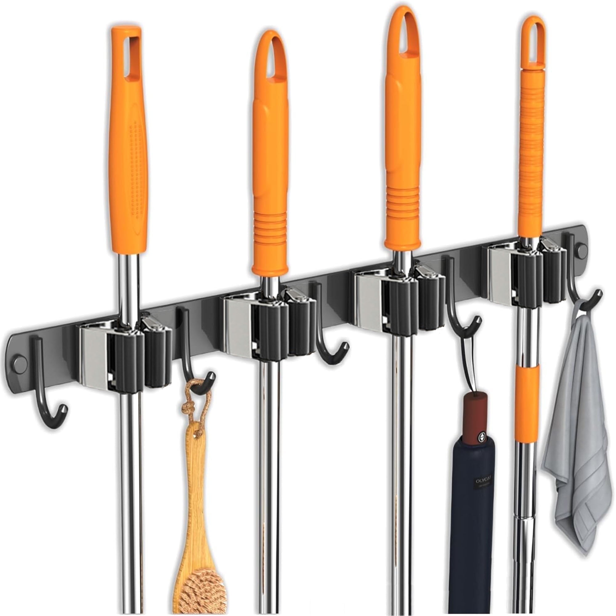 Broom Holder Wall Mount Mop and Broom Hanger Wall Mounted Garage ...