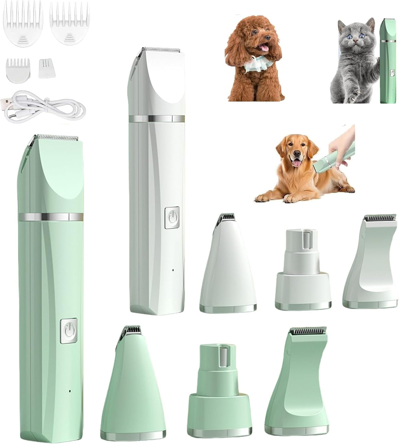 Tickle Paw 4 in 1 Electric Pet Grooming Kit - Hair Trimmer, Quiet Dog ...