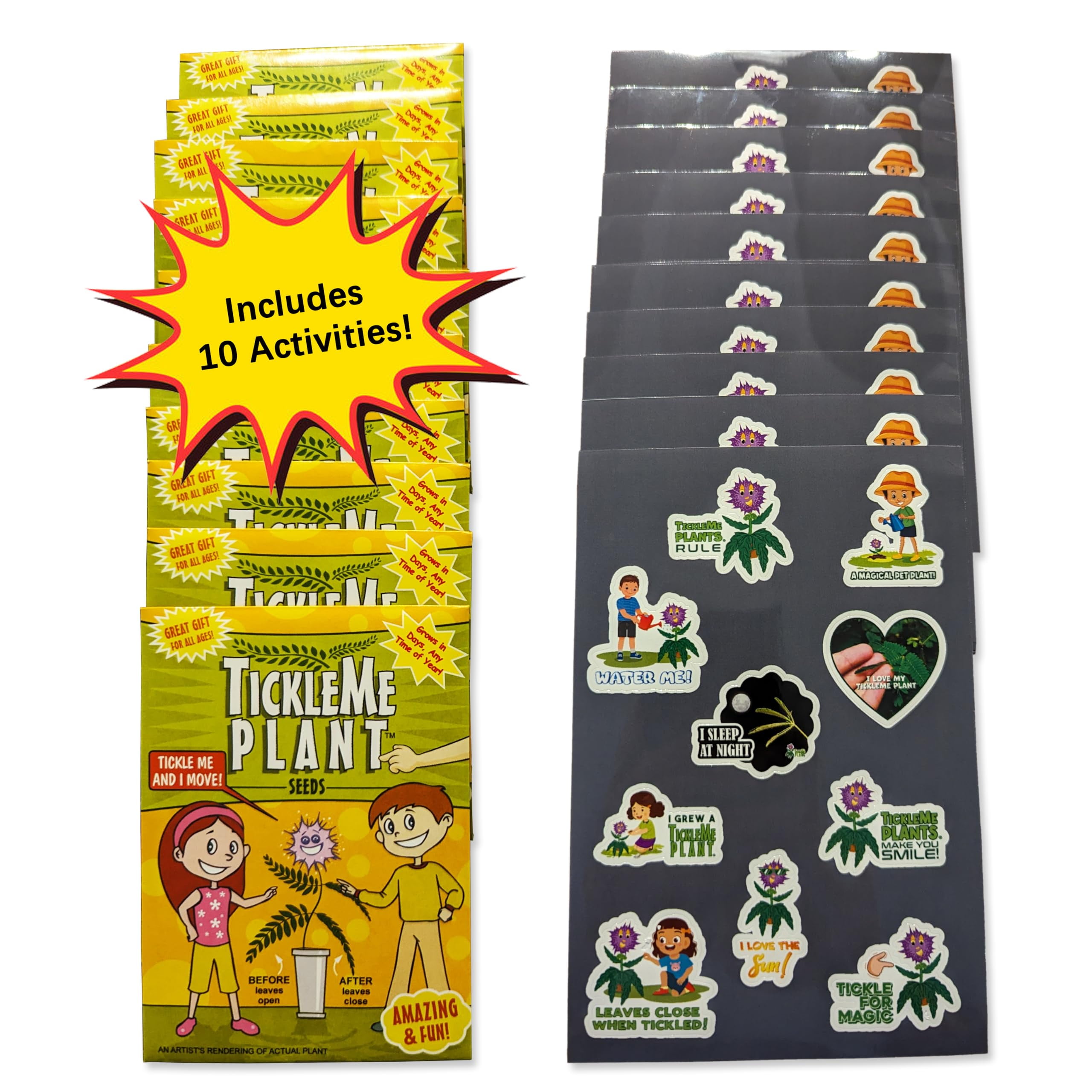 TickleMe Plant Seed Packets Bulk Party MVR1 Pack (10) + 10 Free Sticker ...