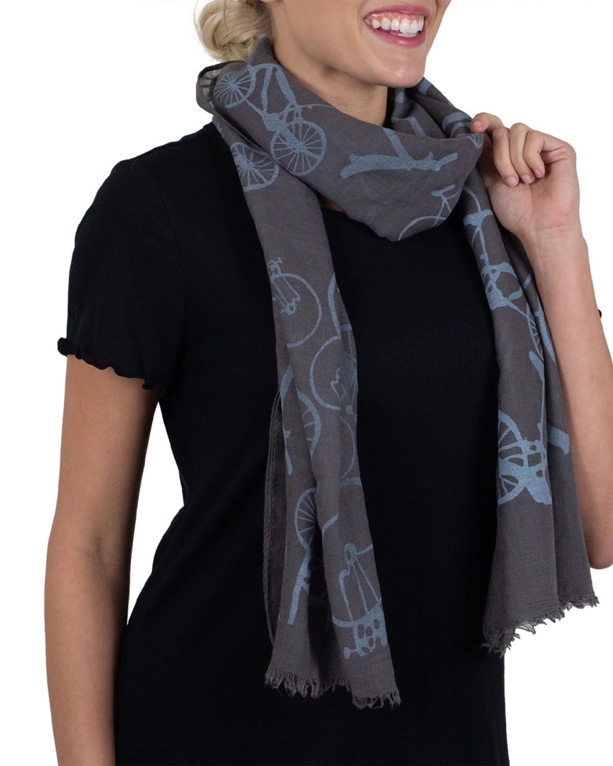 Tickled Pink 70 x 26” Bicycle Print Scarf, Soft Semi-Sheer, Light ...