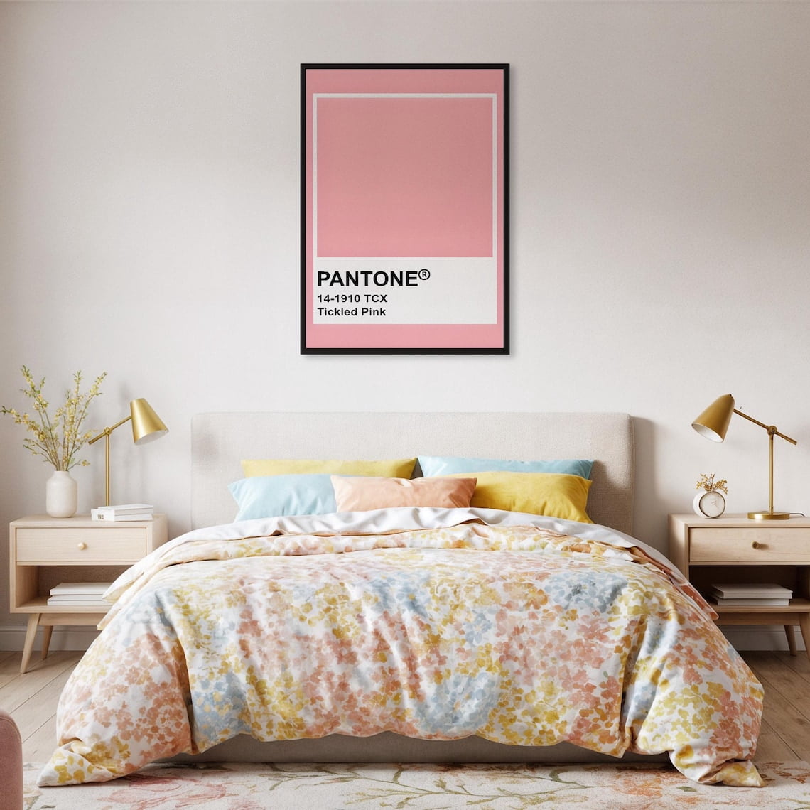 Tickled Pink Pantone Wall Art Poster Minimal Pop Color For Office ...