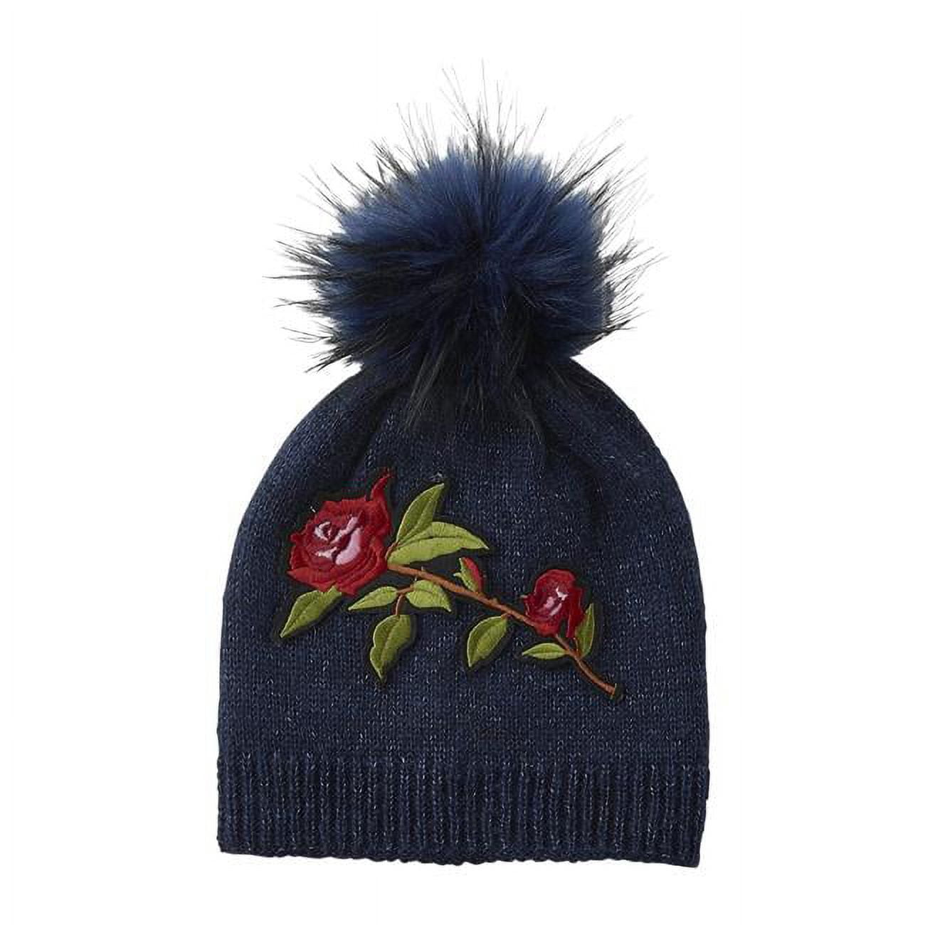 Tickled Pink Women's Embellished Rose Beanie, One Size Fits Most ...