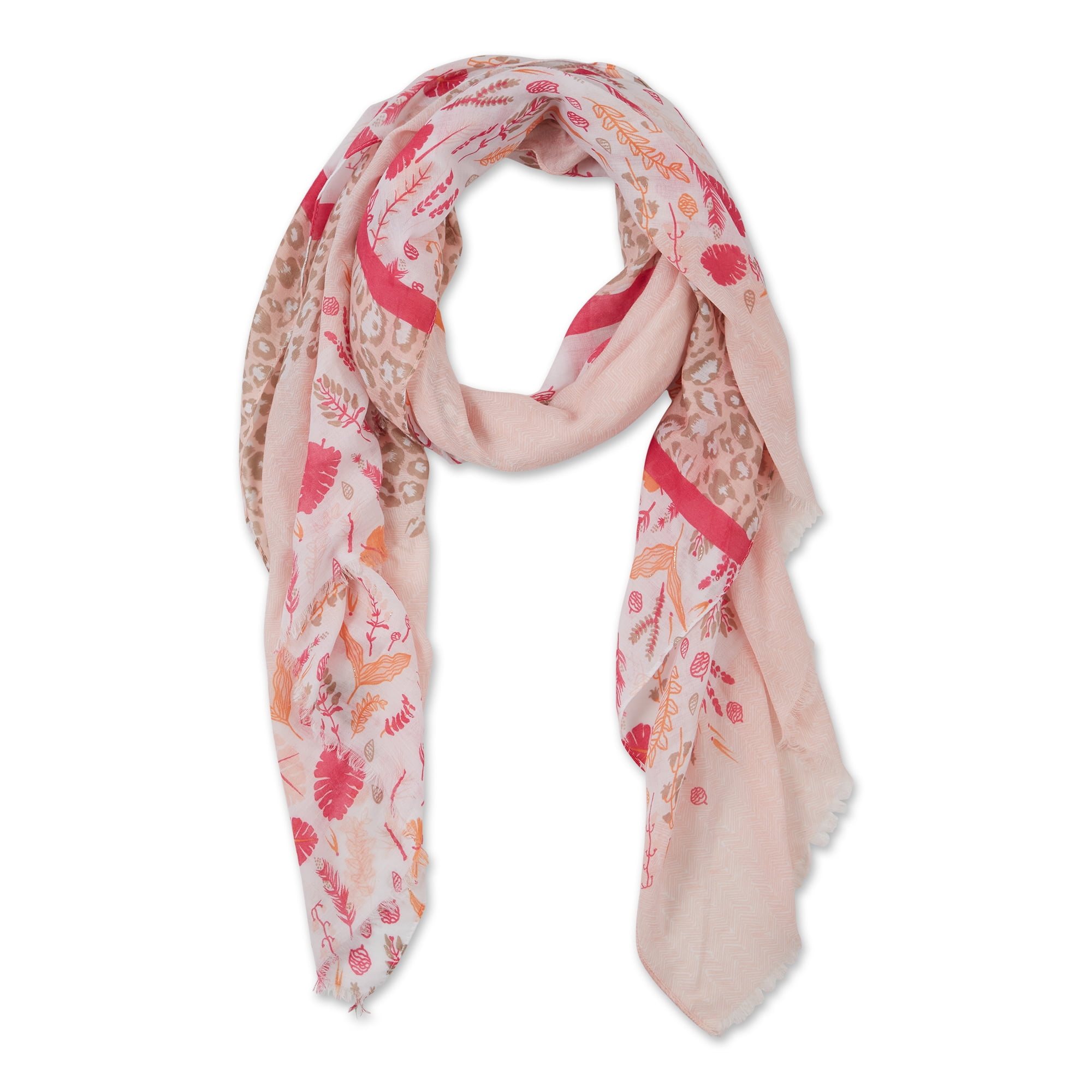 Tickled Pink Women's Floral Leopard Lightweight Fabric Scarf - Multi ...