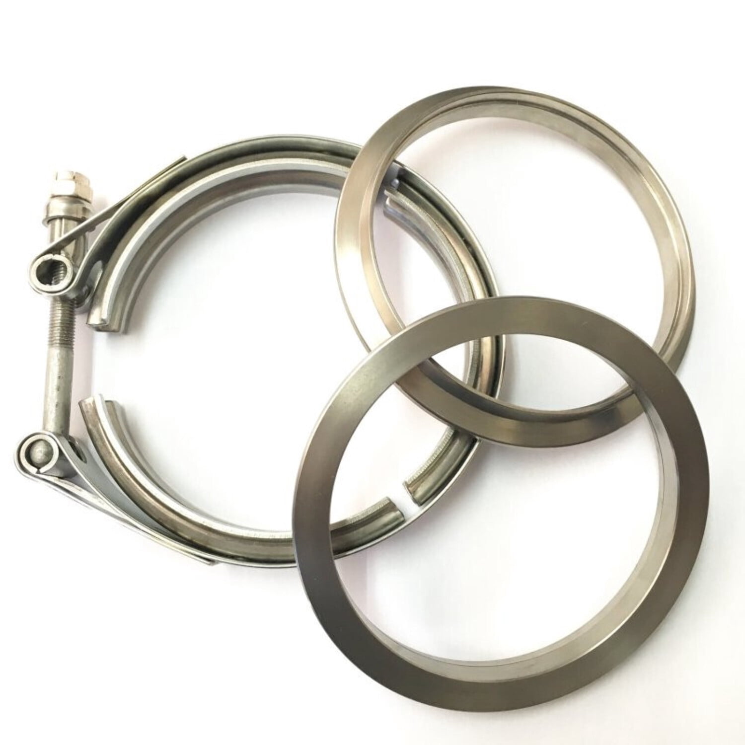 Ticon Industries 3.5in Titanium V-Band Clamp Assembly (2 Flanges/1 ...