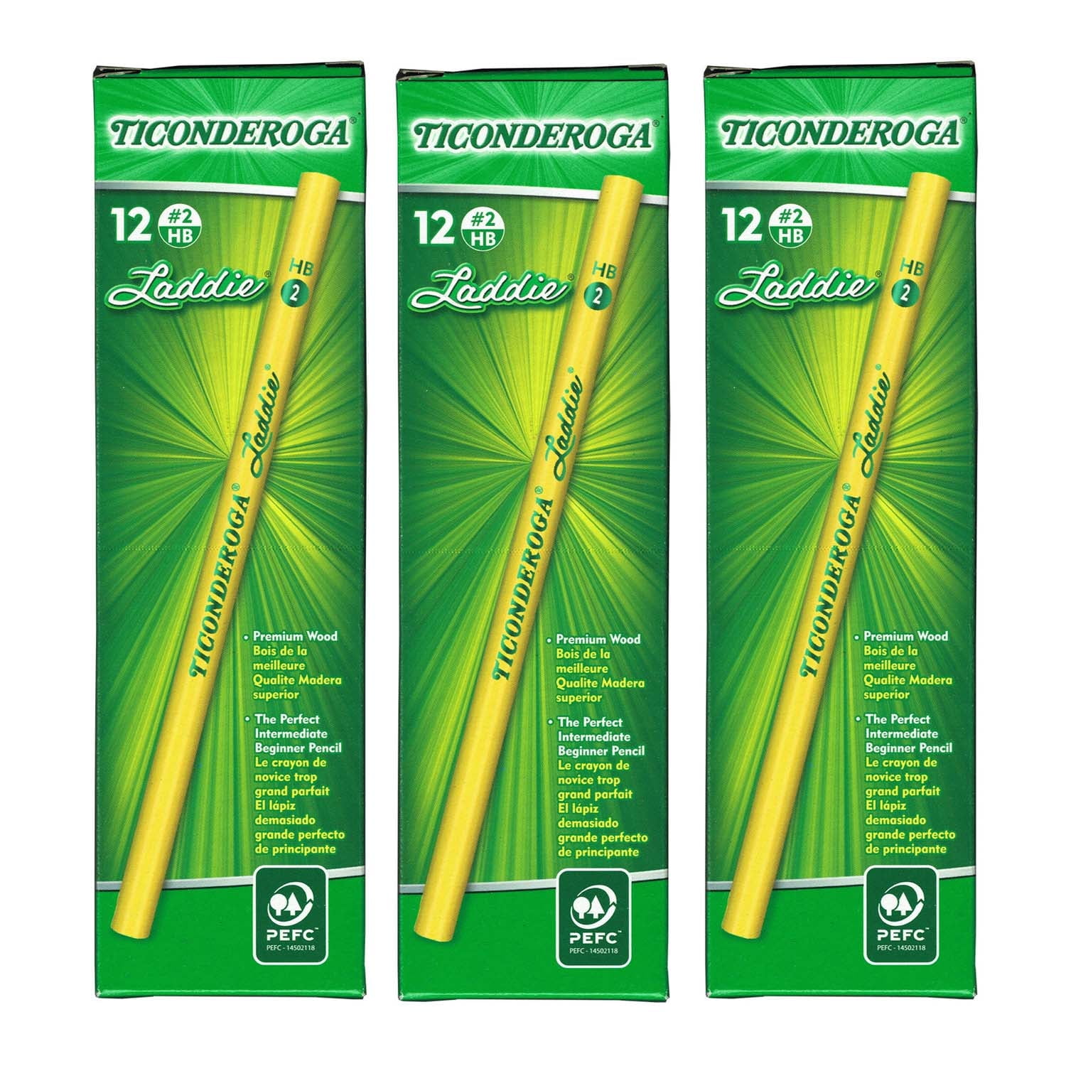 Ticonderoga Laddie Wood-Cased Pencils, #2 HB Soft, Yellow, 12 Per Pack ...