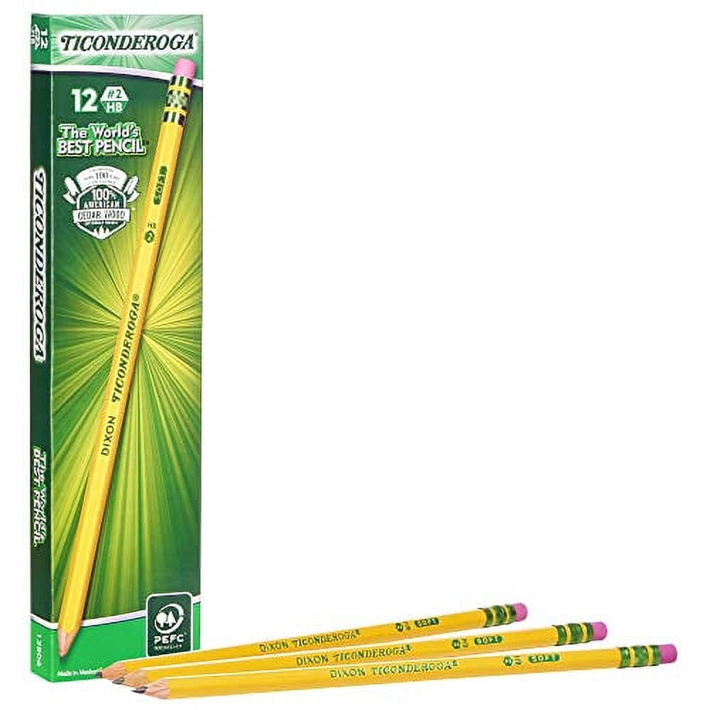 Ticonderoga Pre-Sharpened #2 Soft Lead Pencils, Yellow Barrel, Box of ...