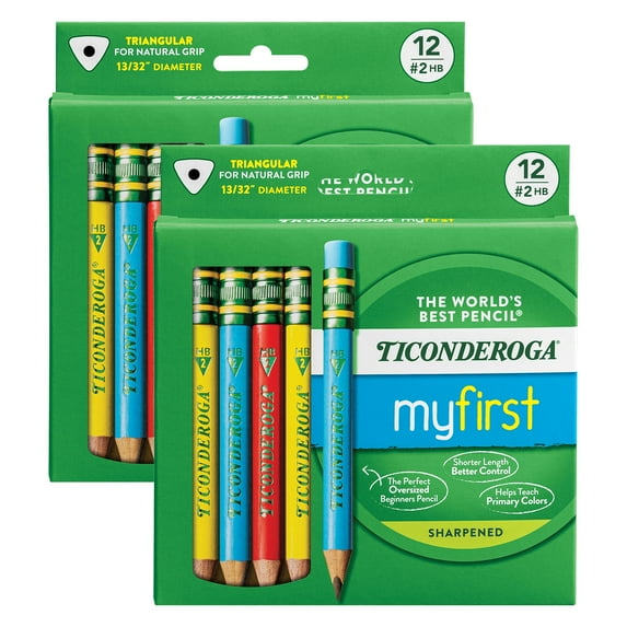 Ticonderoga My First Short Wooden Pencils, Large Triangle Barrel ...