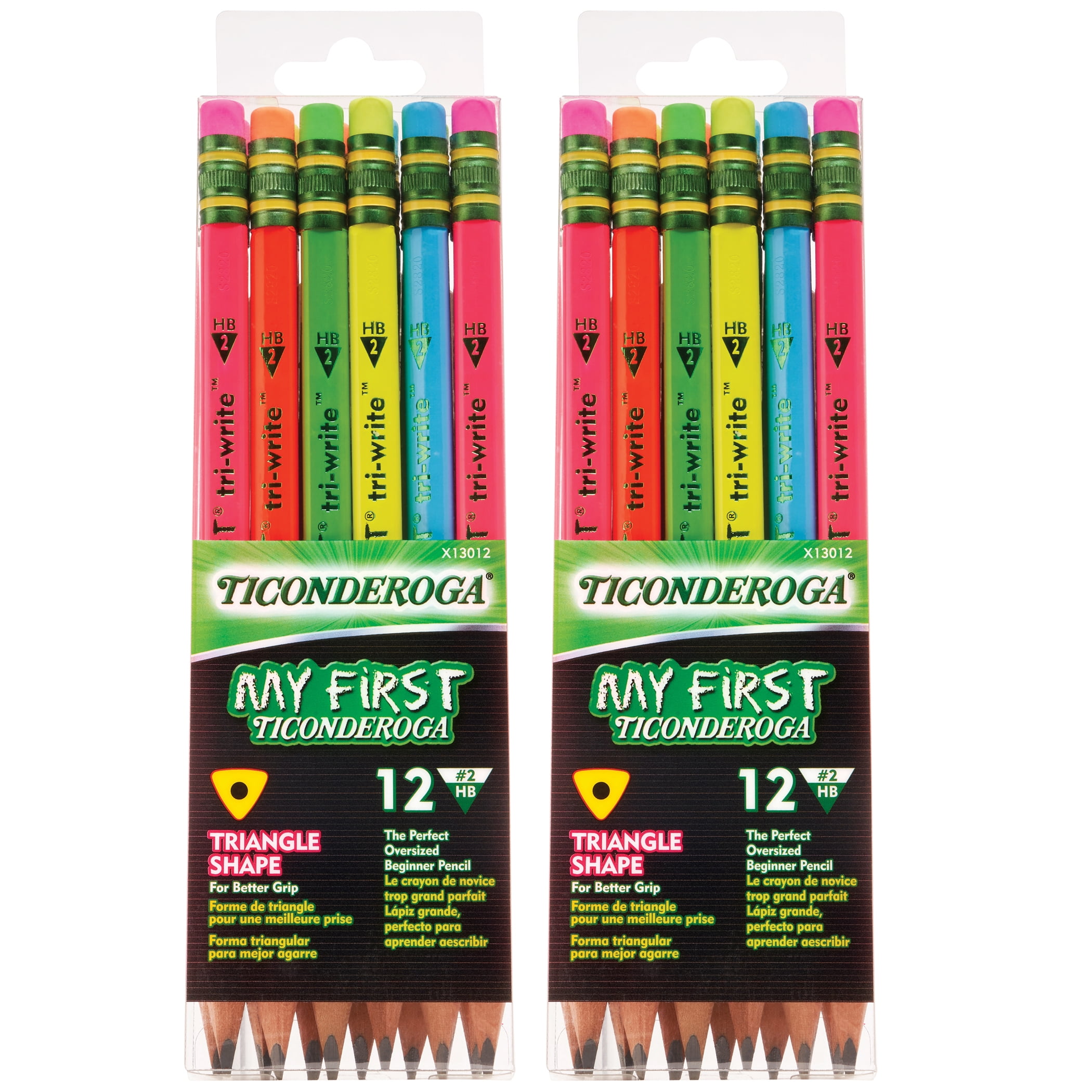 Ticonderoga My First Tri-Write Wood-Cased Pencils, Neon Assorted, 12 ...