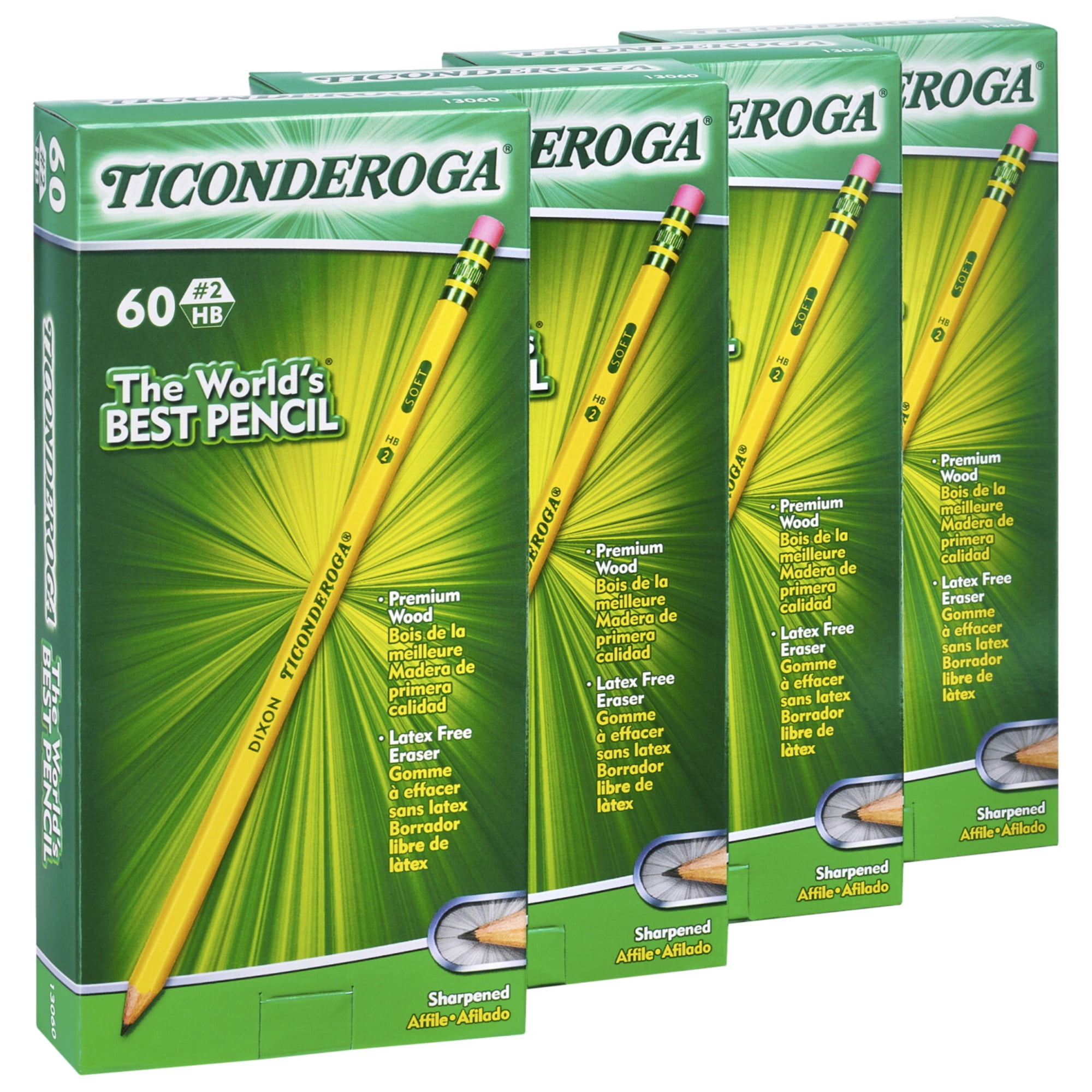 Ticonderoga Original Number 2 Pencils, Presharpened, Yellow, Pack of ...