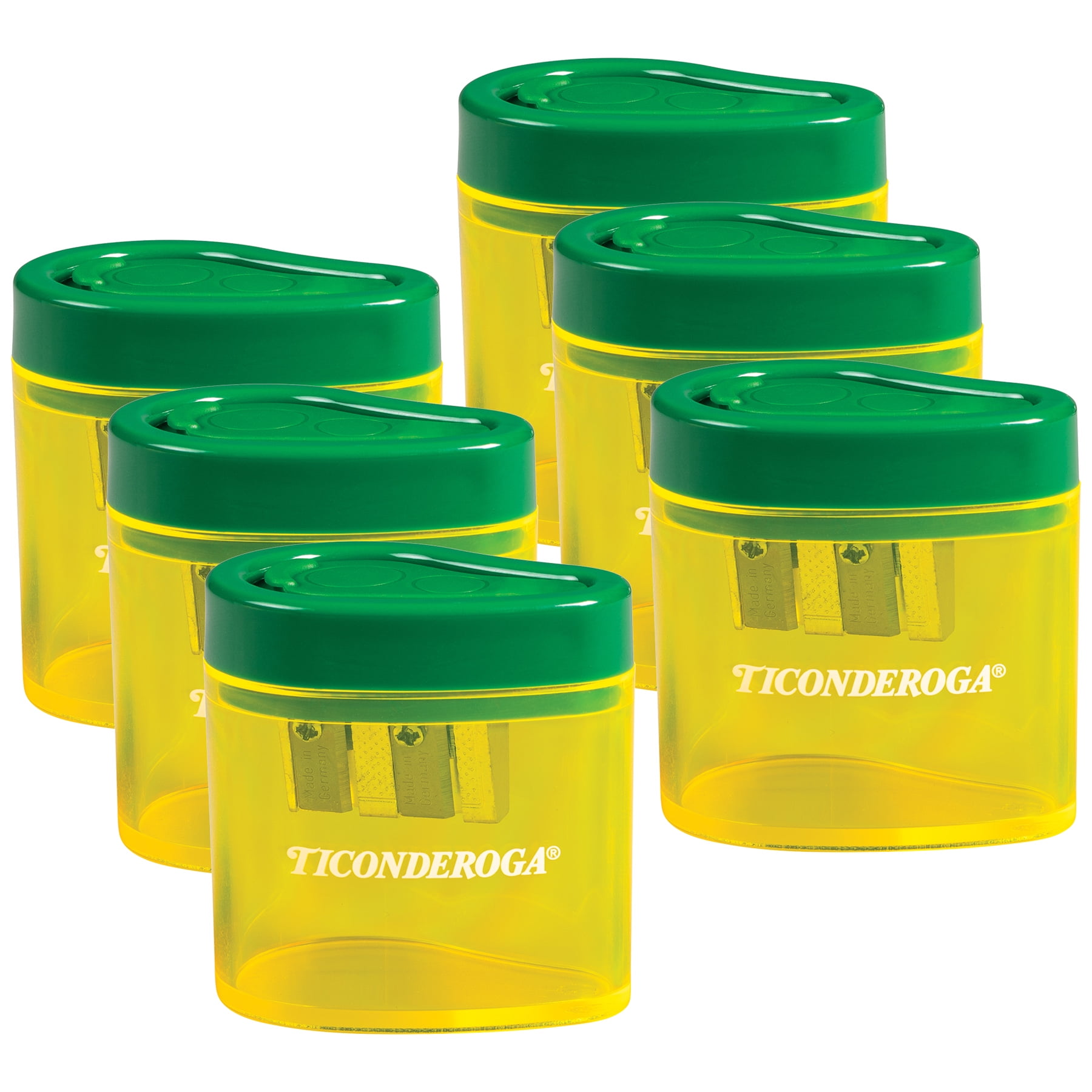 Ticonderoga Two Hole Pencil Sharpener, Green/Yellow, Pack of 6 ...