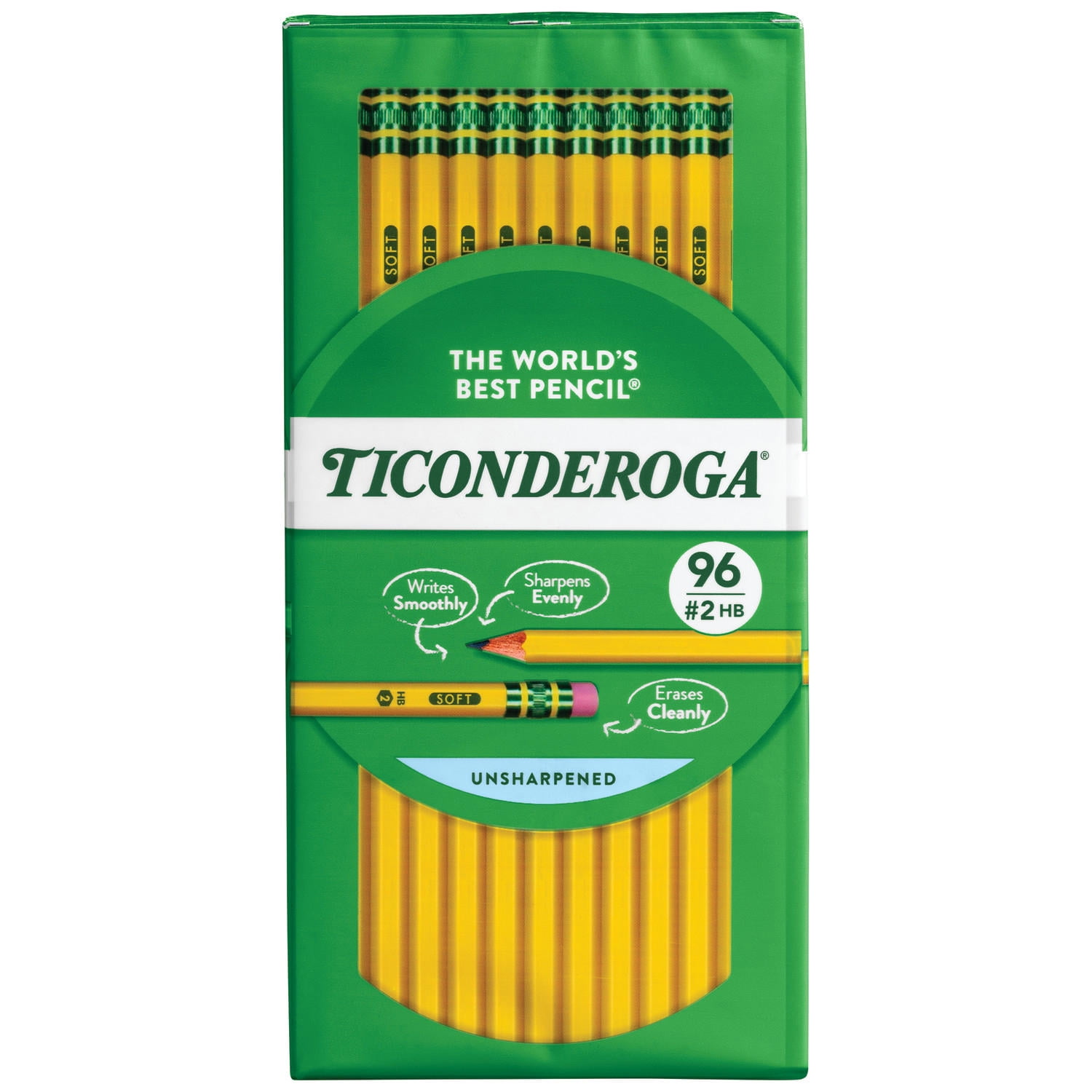 Ticonderoga Woodcase Pencil, HB #2, Yellow Barrel, Latex-Free, 96ct ...